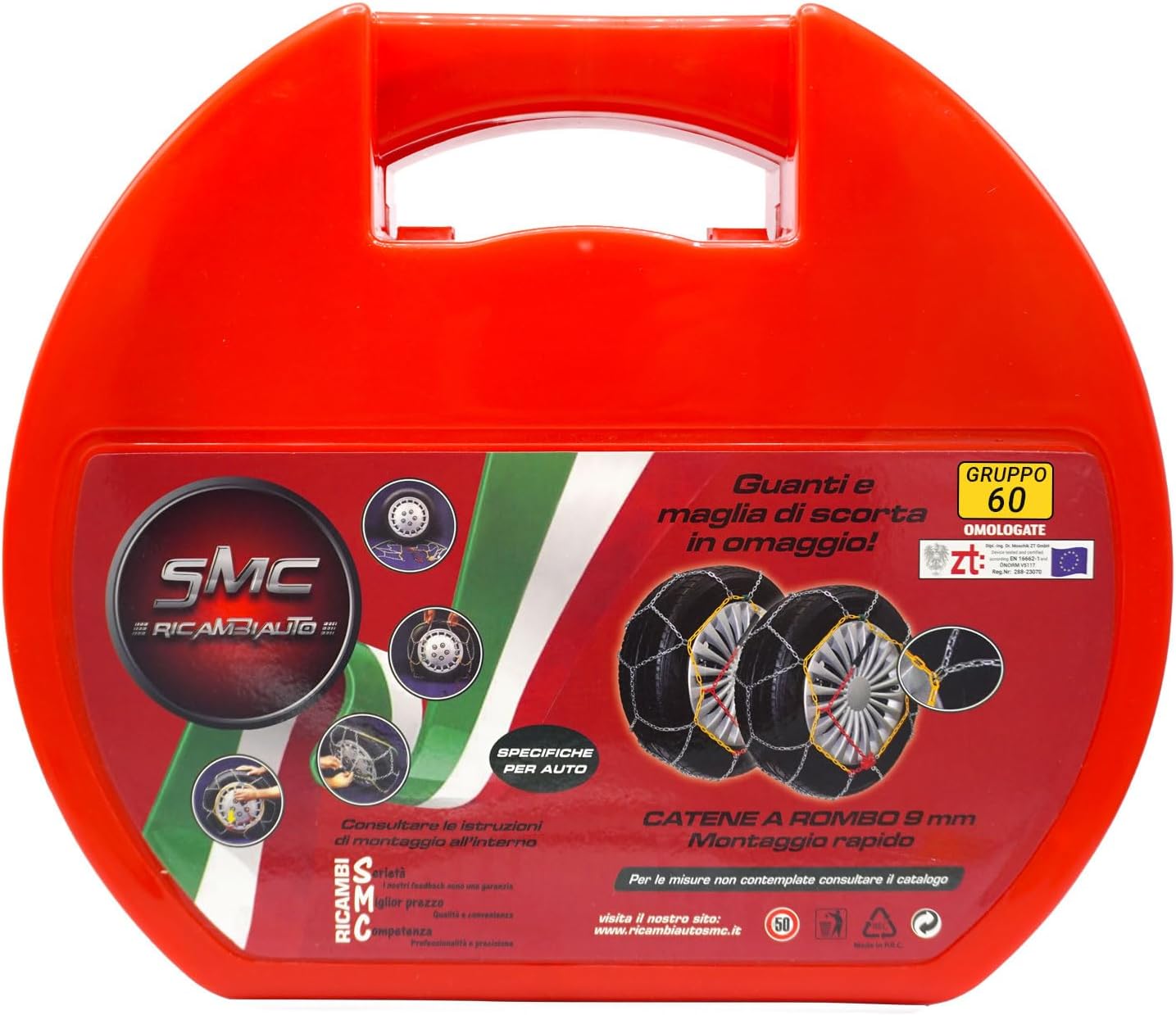 SMC Catene da Neve OMOLOGATE O-Norm TUV 9mm per Pneumatici GOMME 175/65 R 15 : Amazon.it: Auto e ...