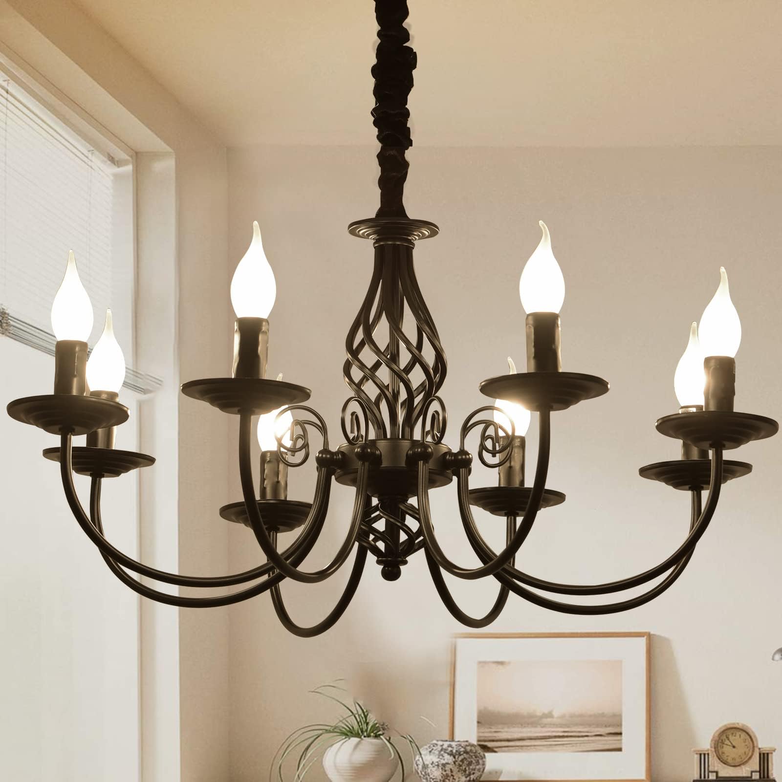 LASENCHOO Lámpara de araña moderna de 8 luces, candelabros de techo ...