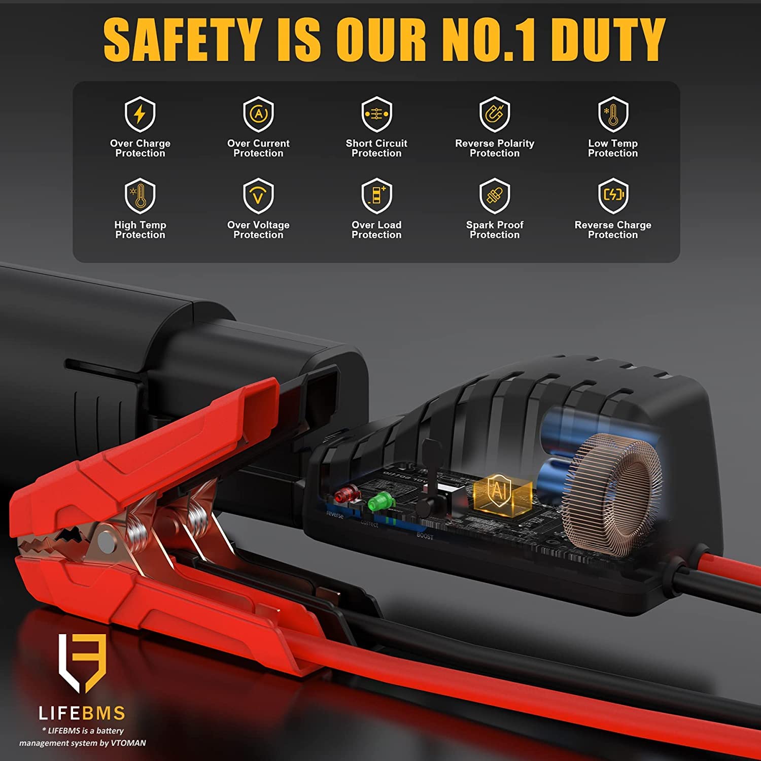 Snapklik.com : VTOMAN Portable Jumper Cable,10 Safety Protections Car ...
