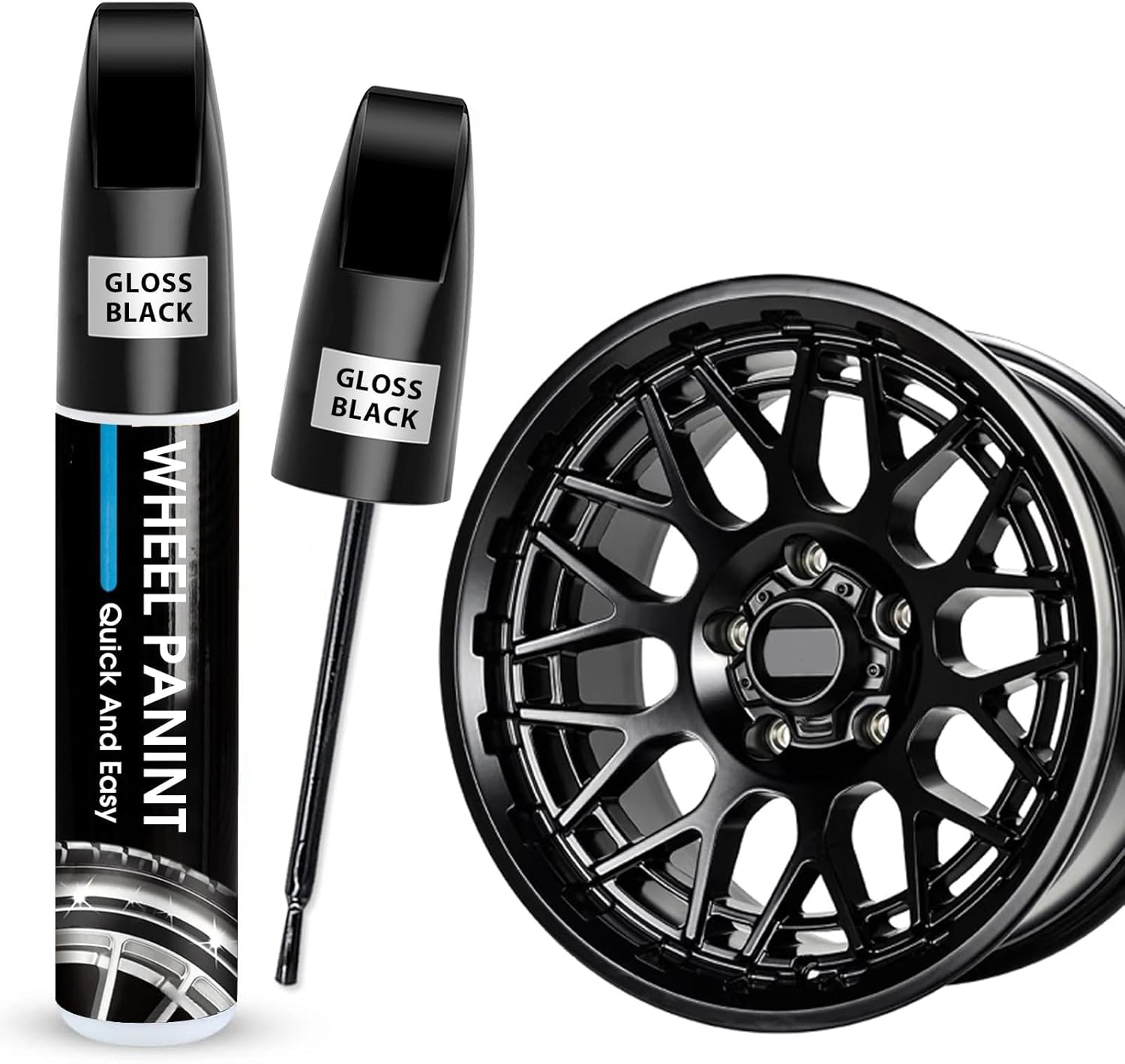 Amazon.com: Gloss Black Rim Touch Up Paint, Car Wheel Repair Kit Curb ...