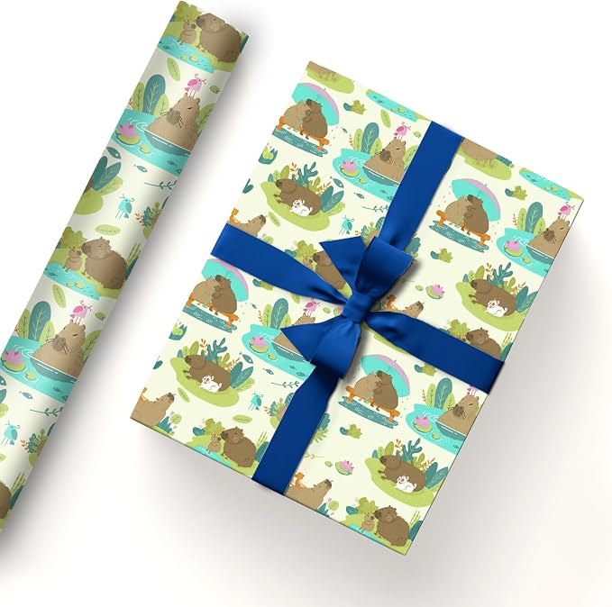 PADIEOE Pack of 5 Capybara Gift Wrapping Paper 51x75cm Kraft Paper ...