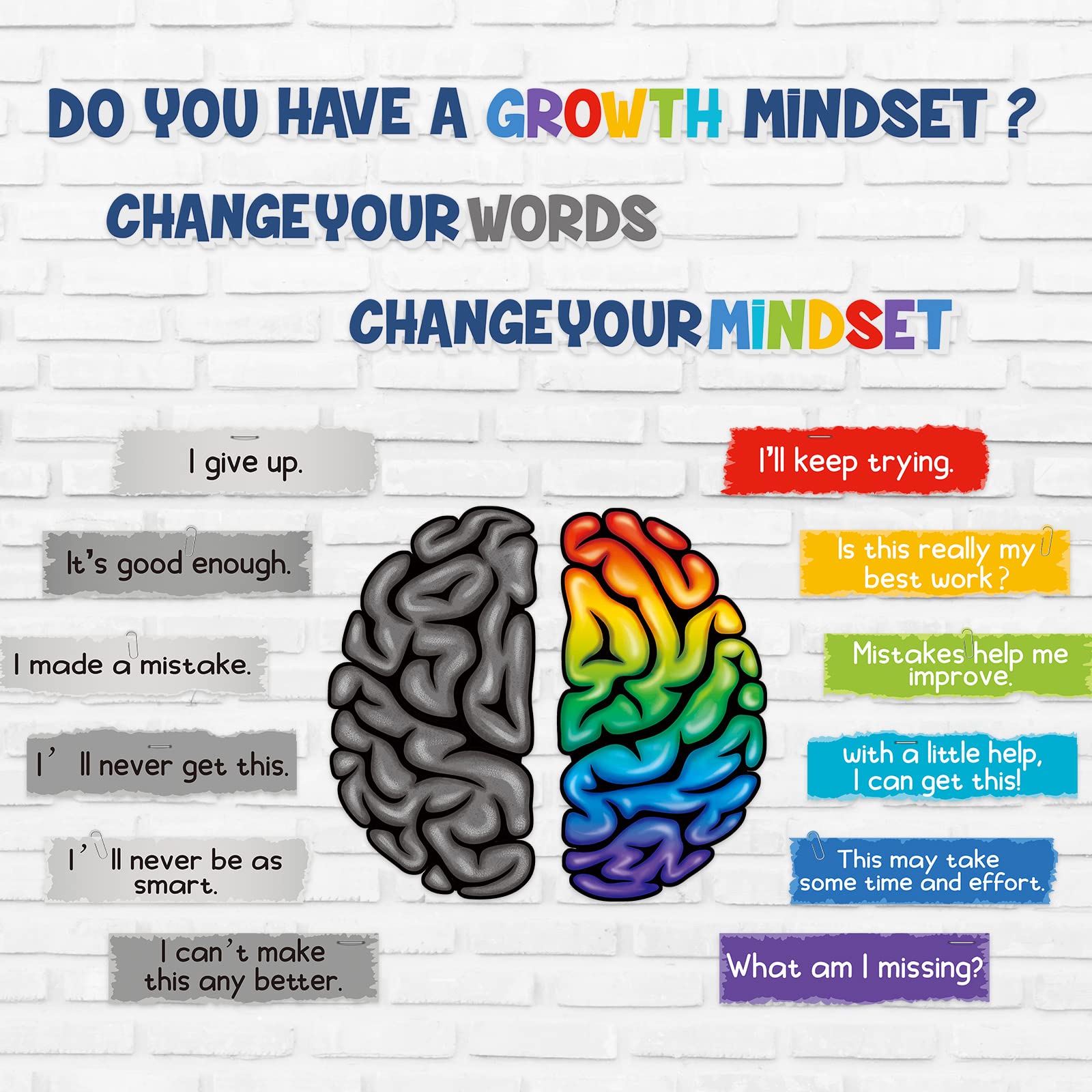 Buy 27 Pcs Growth Mindset Posters Bulletin Board Decorations Set ...
