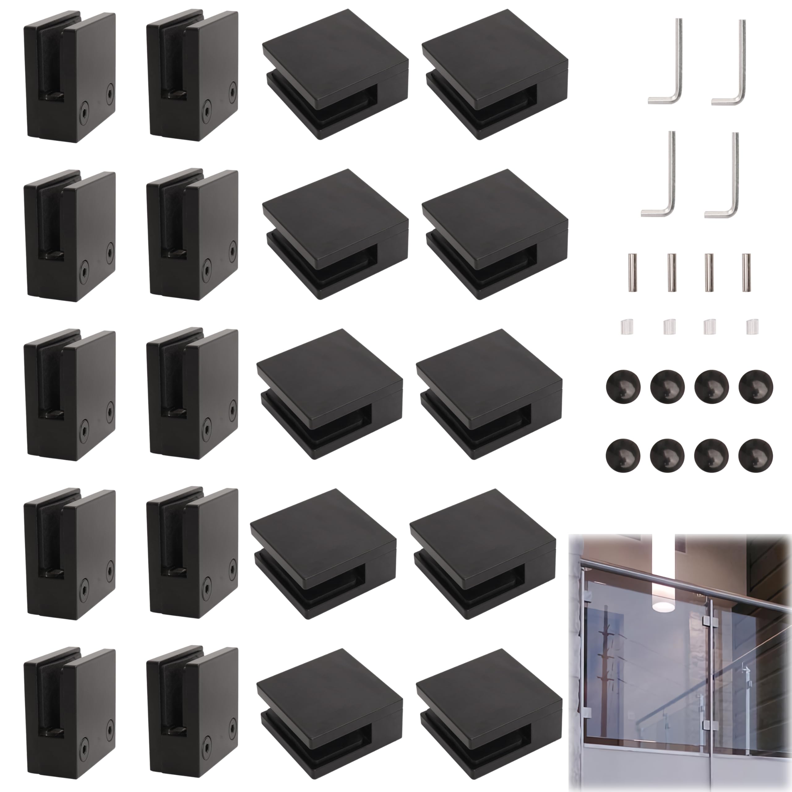 Amazon.com: Black Glass Clamp Adjustable Glass Shelf Bracket, for Flat ...
