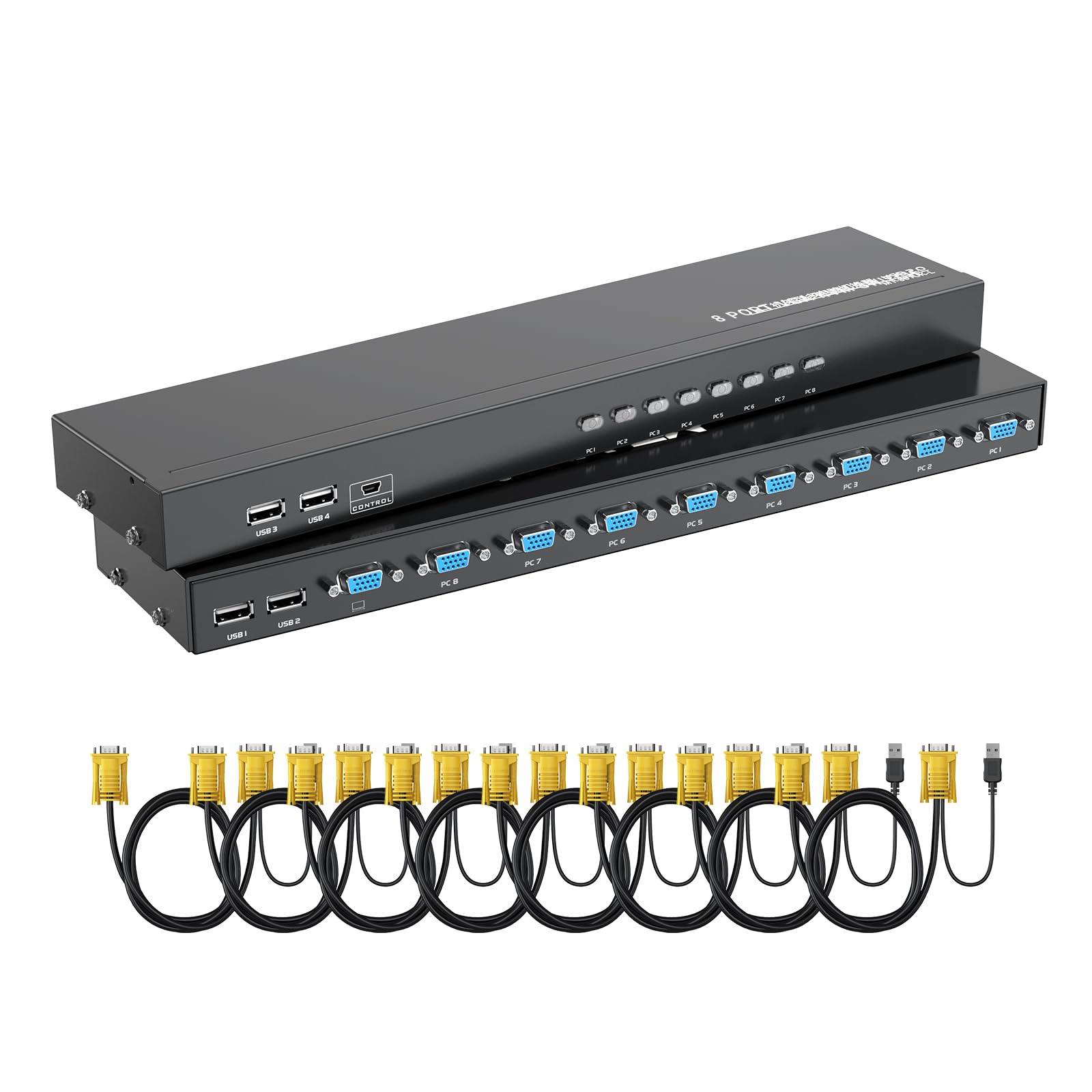 VGA KVM Switch 8 Port, USB KVM Switches 8 in 1 Out Selector for 8 PCs ...