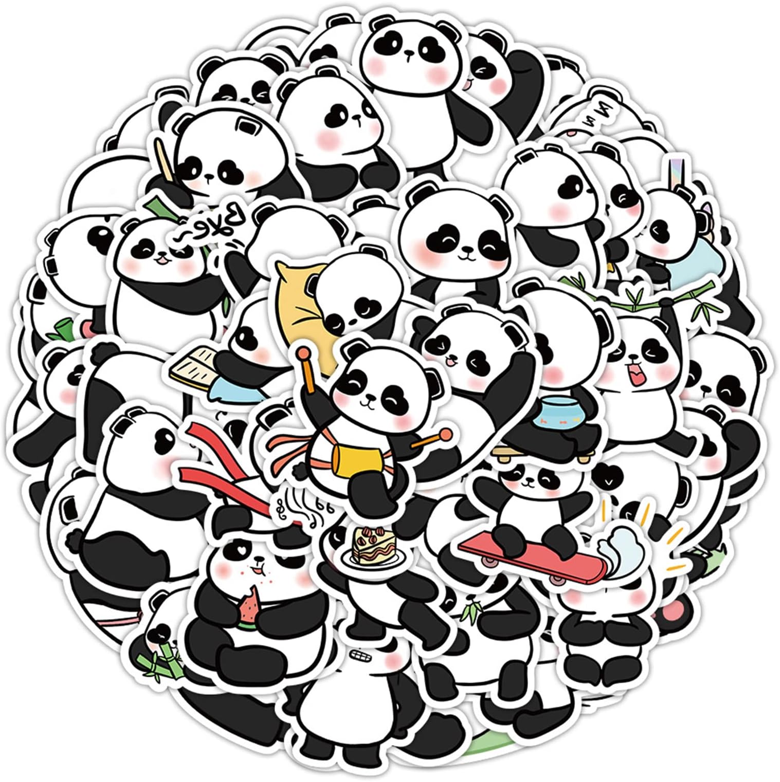 2 x 10cm Cute Panda Face Vinyl Stickers - Cartoon Funny Laptop Sticker ...