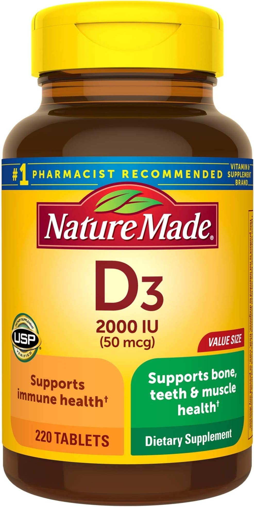 Amazon.com: Vitamin D3, 220 Tablets, Vitamin D 2000 IU (50 mcg) Helps ...