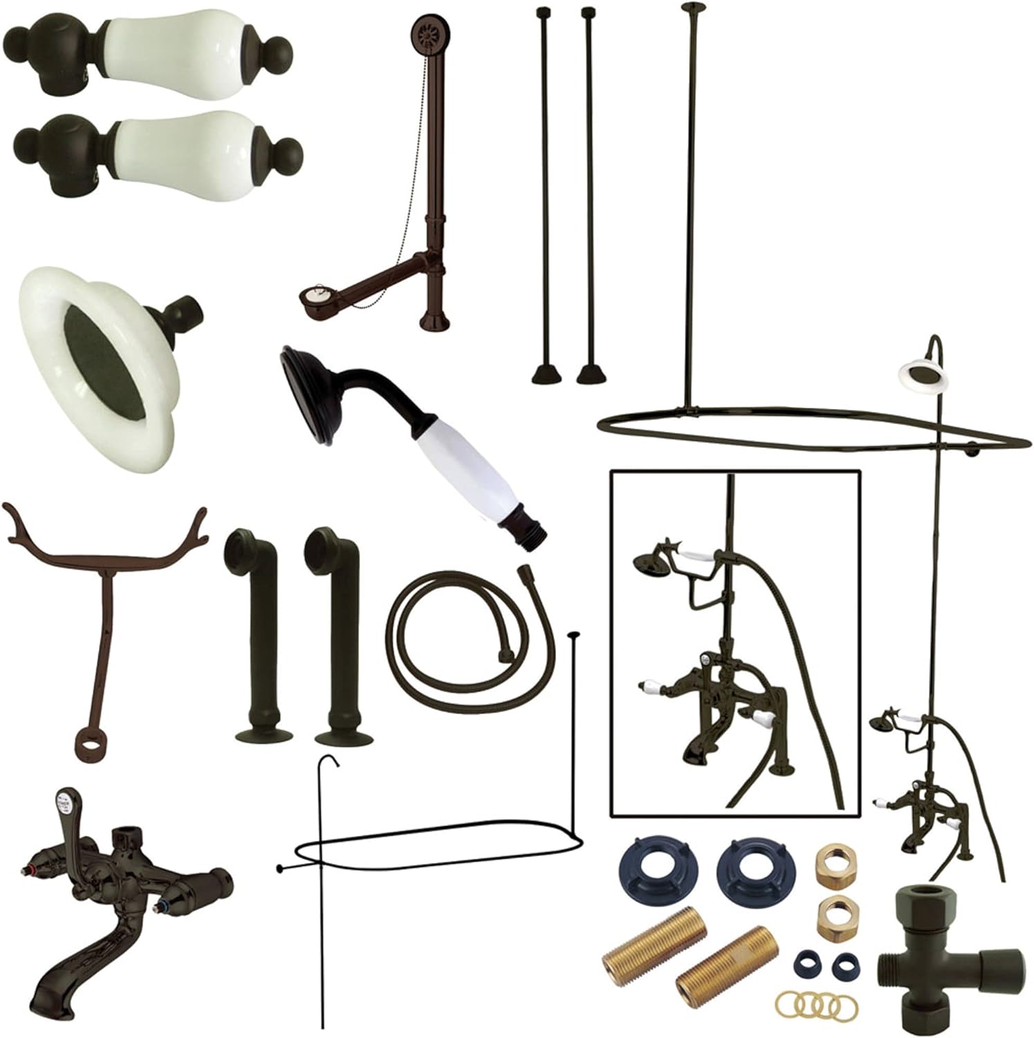 Kingston Brass CCK1175DPL Vintage Clawfoot Tub Faucet with Shower Riser ...