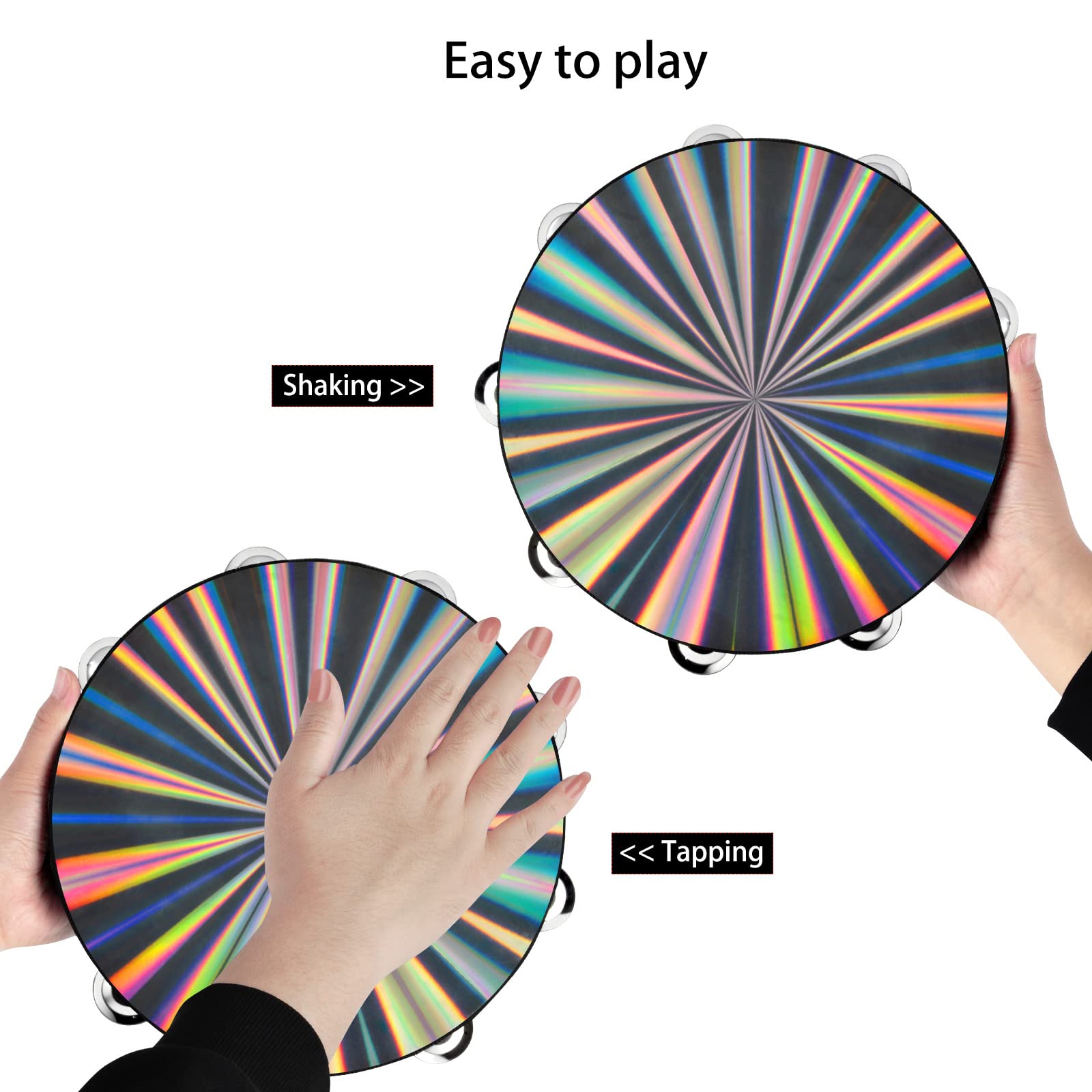 Snapklik.com : Radiant Tambourine Hand Held Drum 8/10 Inch Double Row ...