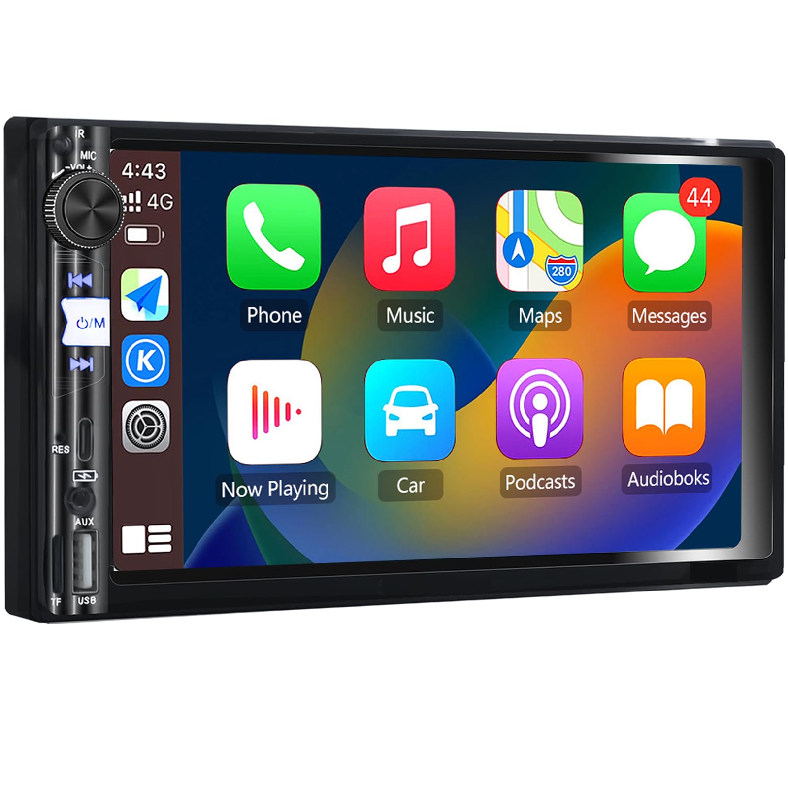 SANPTENT Double Din Car Stereo with Wireless Apple CarPlay & Android ...