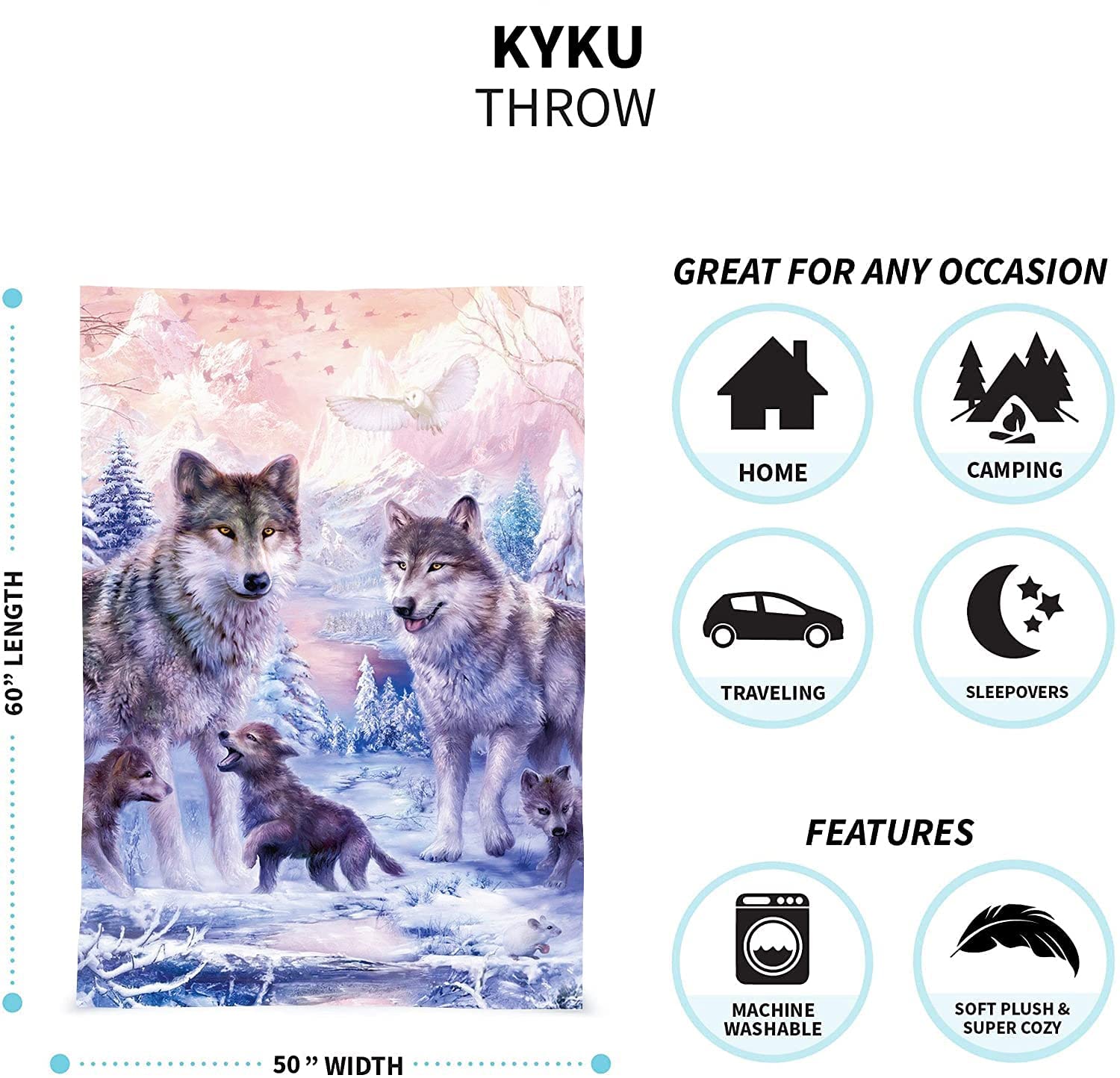 Snapklik.com : Pink Wolf Blankets And Throws - Fleece Wolves Blanket ...