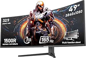Gawfolk 49" Inch Curved Gaming Monitor 165Hz 32:9 Ultrawide Monitors ...