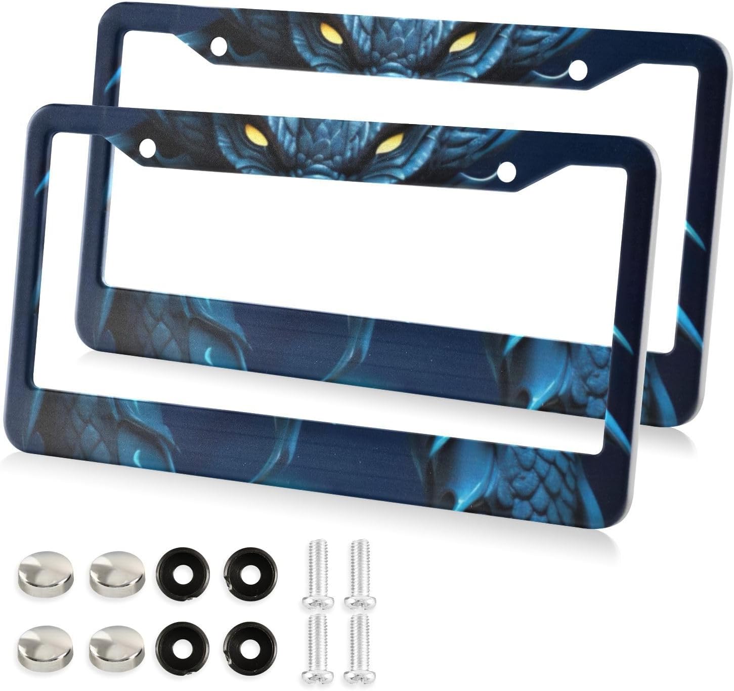 Amazon.com: SDMKA Blue Dragon License Plate Frames 2 Pcs 2 Holes ...