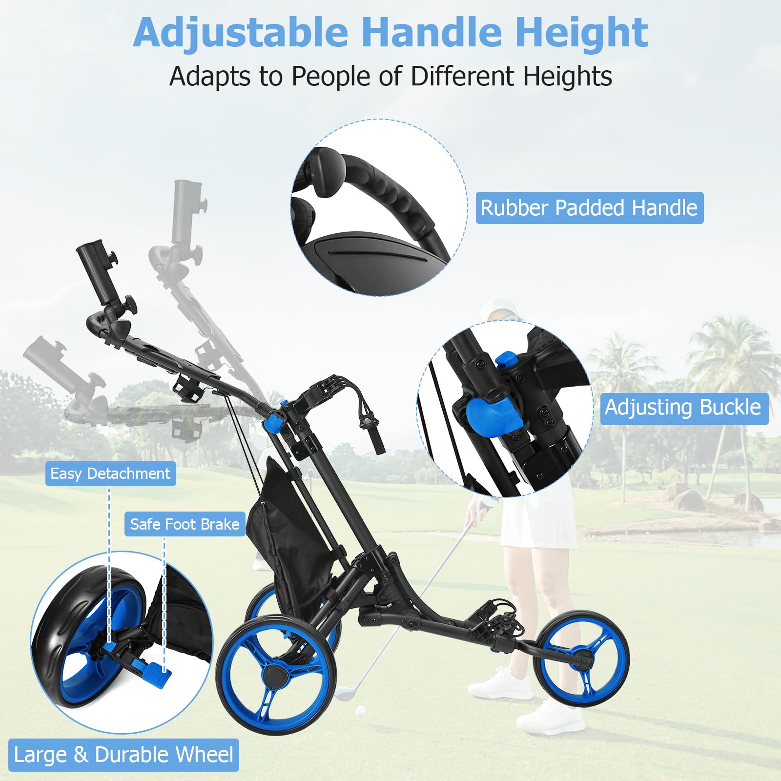 Snapklik.com : Tangkula Golf Push Pull Cart, Lightweight Aluminum ...