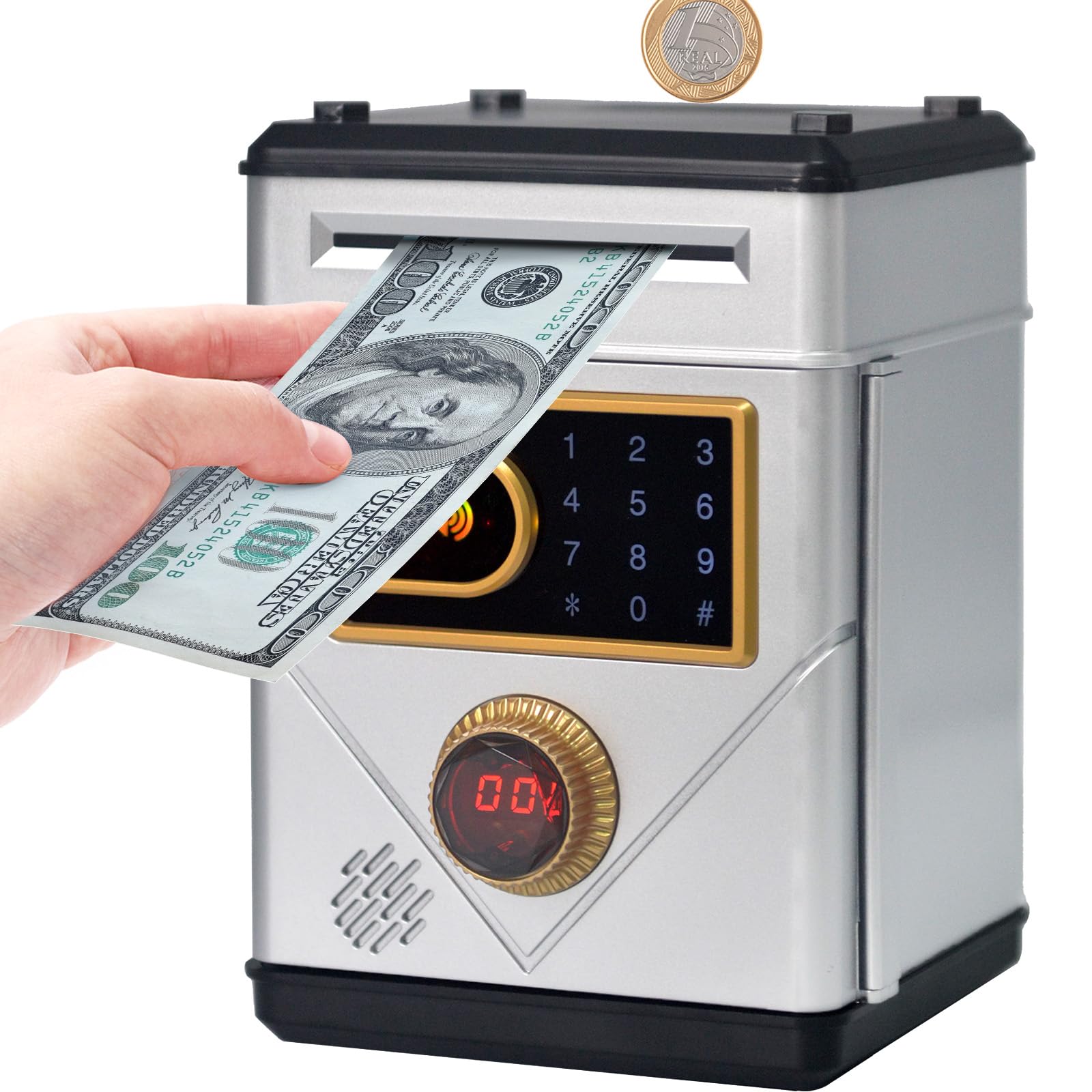 Amazon.com: Piggy Bank Electronic Mini ATM for Kids Safe Coin Banks ...