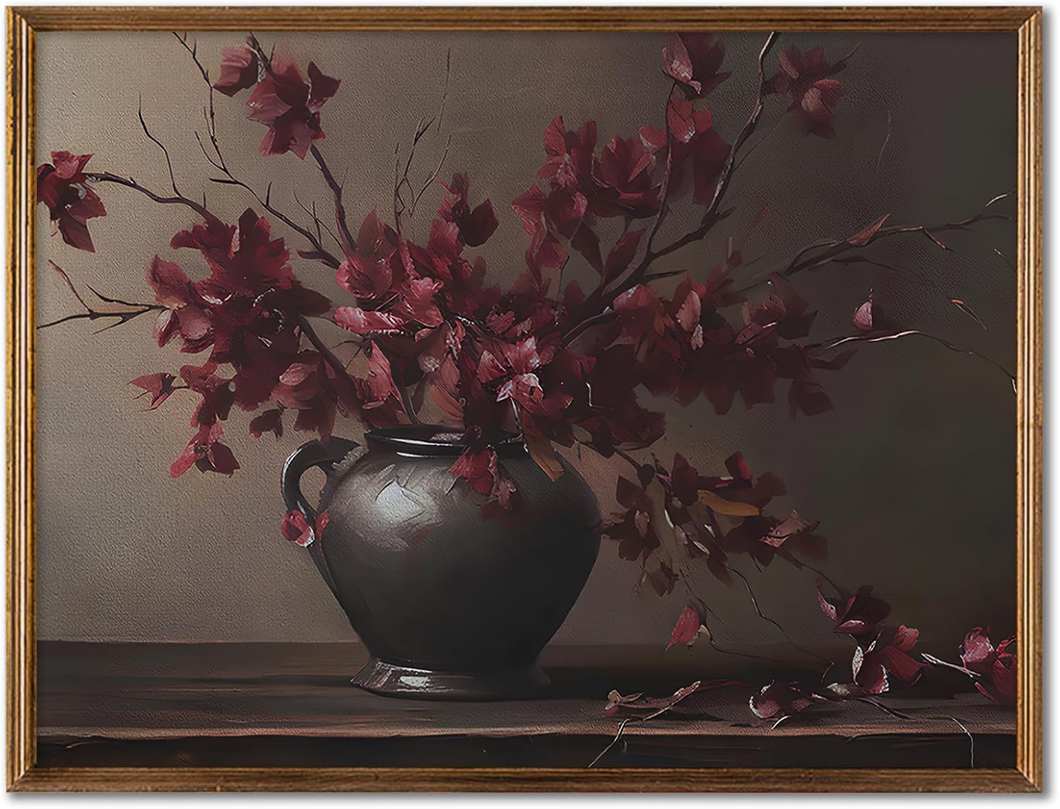 Vintage Wall Art Burgundy Branches Painting Prints Bedroom Wall Decor ...