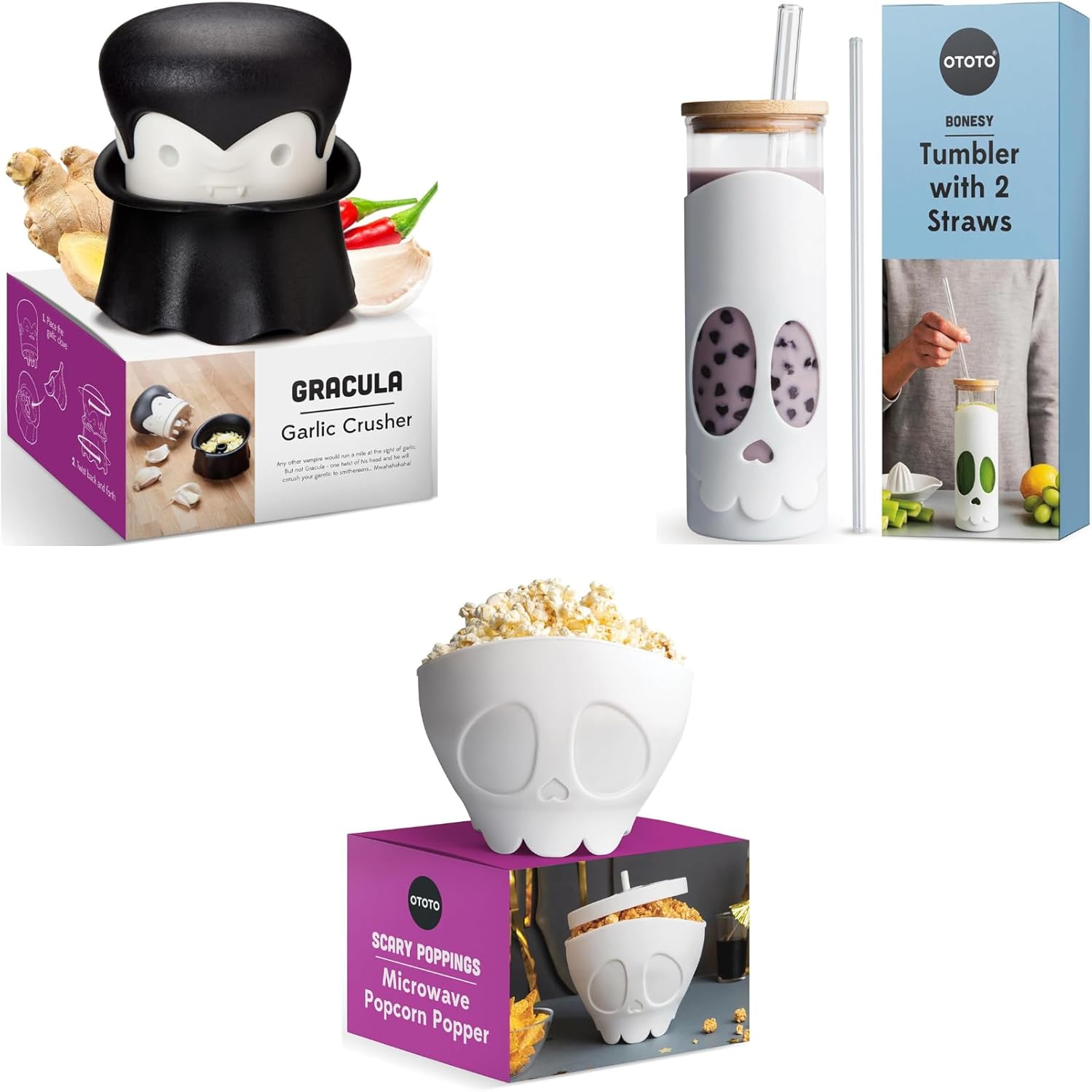 Amazon.com: Spooky Bundle of 3!!! OTOTO Gracula Garlic Crusher + Bonesy ...