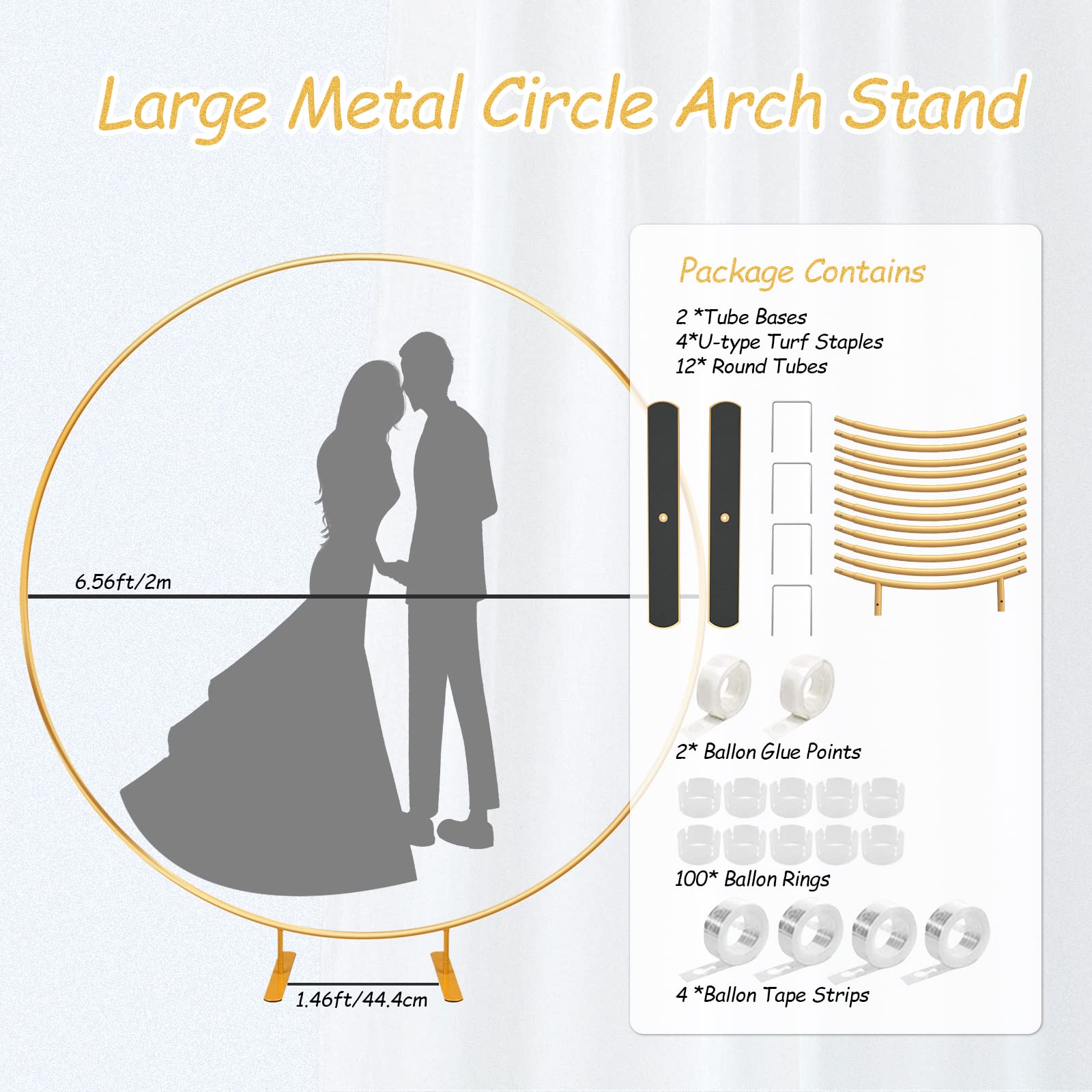 Gold Aluminum Round Backdrop Stand, 6.6FT Circle Balloon Backdrop Stand ...