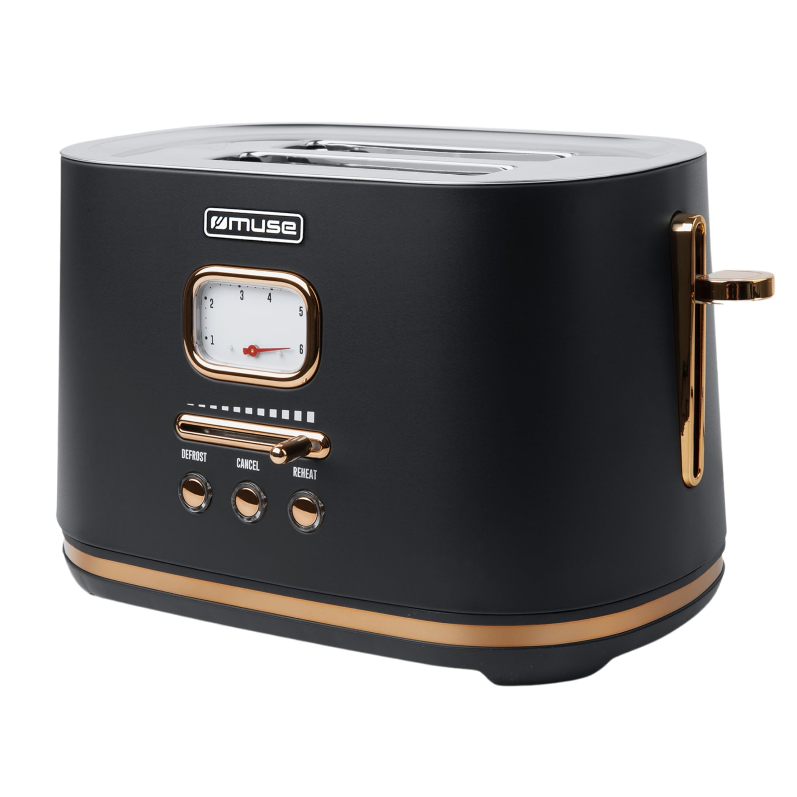 Muse Edelstahl-toaster im schwarzen retro Design, analoge Anzeige ...
