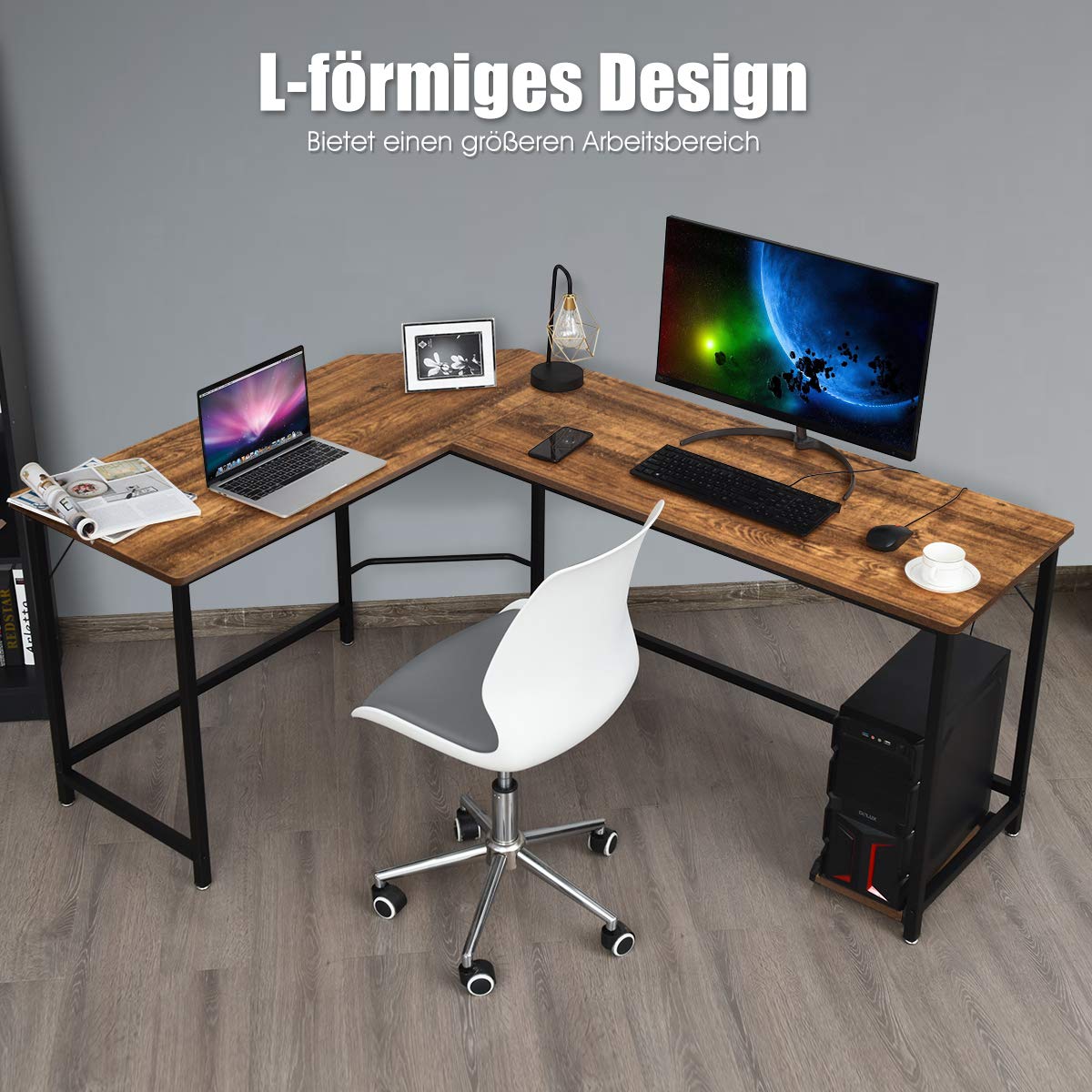 Goplus Rotating L Shape Computer Desk Corner Pc Laptop Wayfair.com