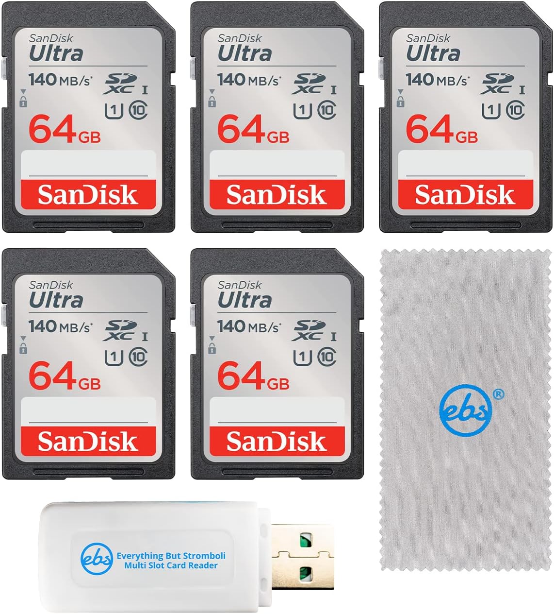 Amazon.com: SanDisk 64GB SD Card 5 Pack SD Ultra UHS-I Class 10 ...