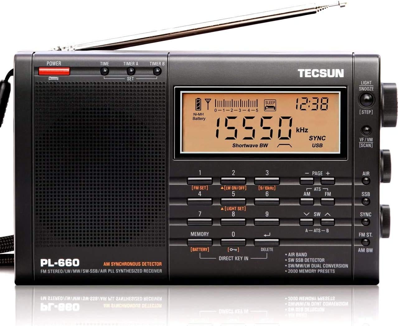 Amazon.co.jp: TECSUN PL-660 (黒) FM/LW/MW/SW/AIR エアバンド BCL ラジオ 小型 高性能 短波ラジオ 混信除去機能 高感度 PSEマーク付き ...