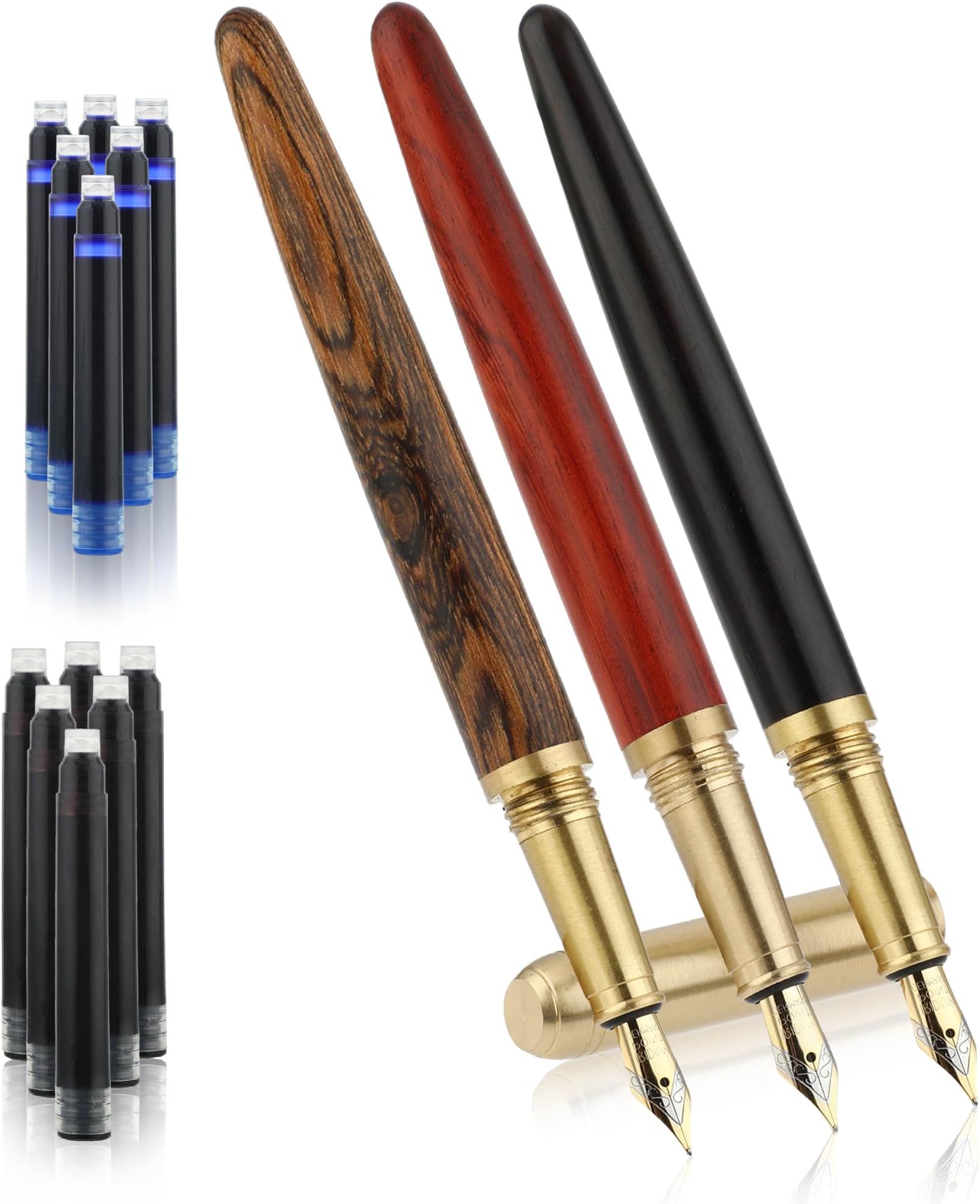 Amazon.com : Amaxiu 3 Pcs Luxury Wooden Fountain Pens Set, Vintage Fine ...