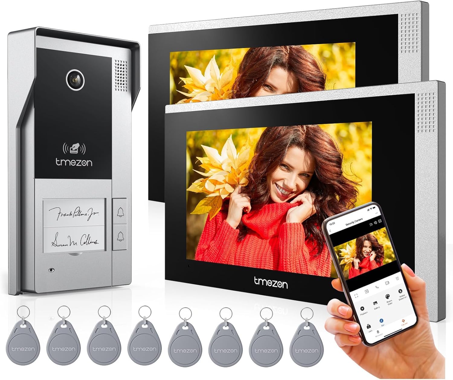 TMEZON 4 Wire IP Video Door Intercom, 1080P Doorbell with Camera, 7 ...