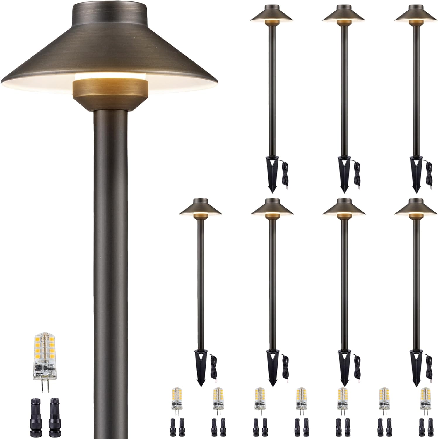 Gardenreet Brass Low Voltage Path Lights - 12V Landscaping Pathway ...
