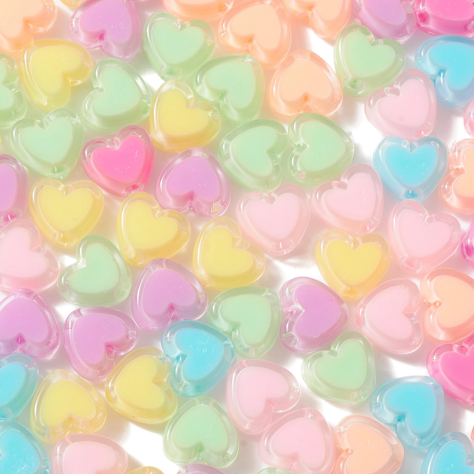 Amazon.com: Kitbeads 200pcs Random Acrylic Heart Beads Colorful ...