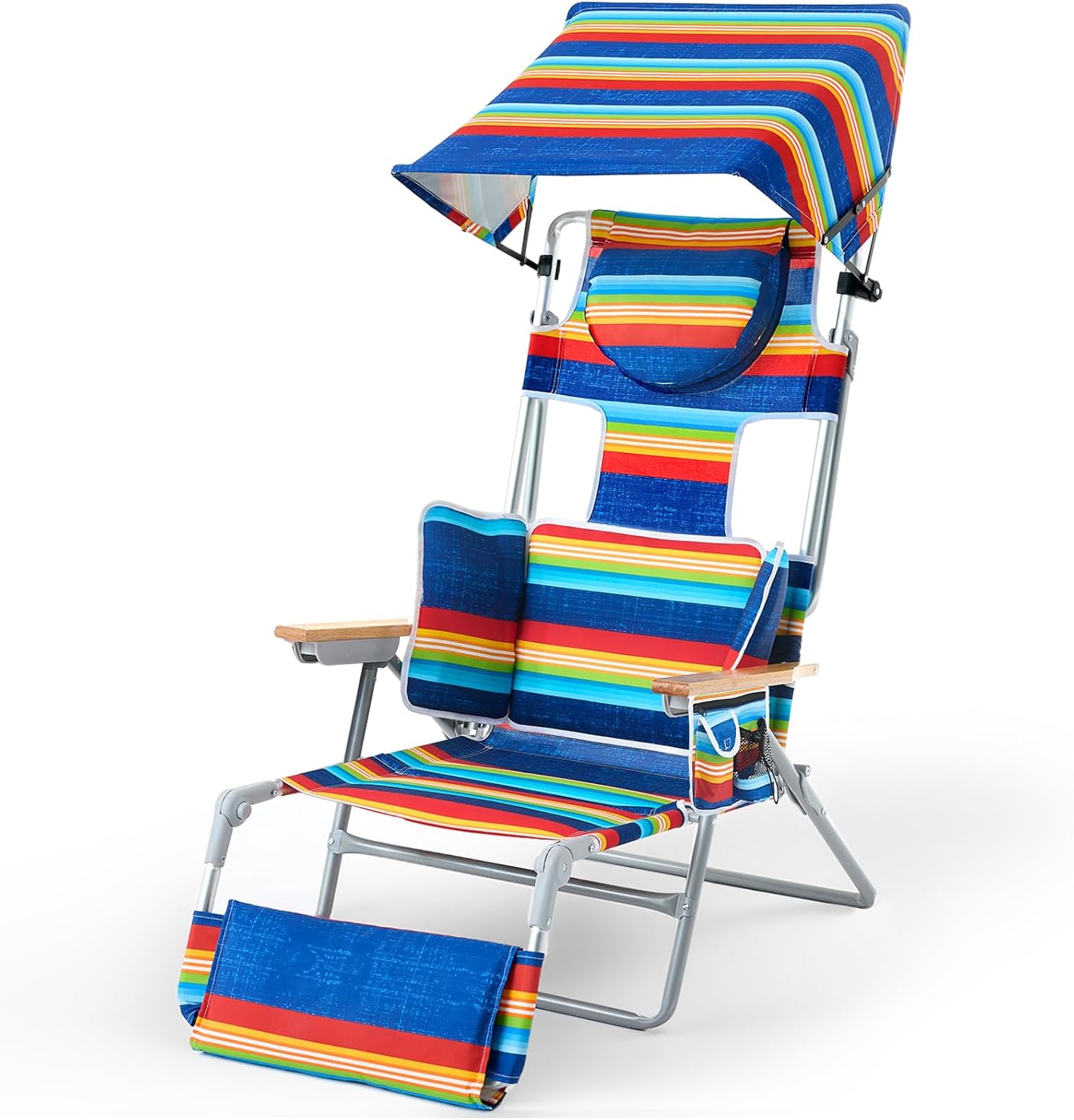 Amazon.com: Backpack Beach Chair, 4 in 1 Beach Lounge with Canopy ...
