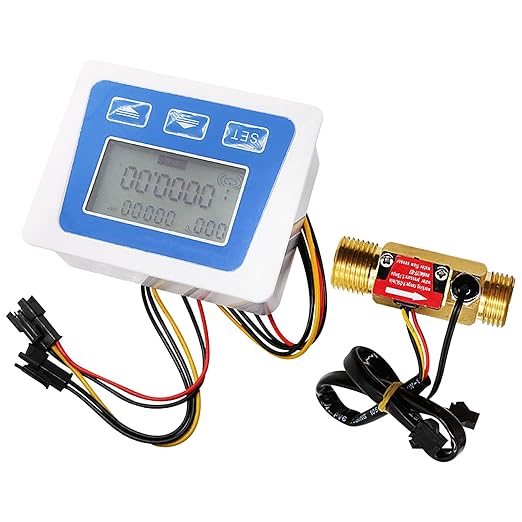 Flow Rate Meter, Water Flow Meter with LCD Display Turbine Flow Meter ...