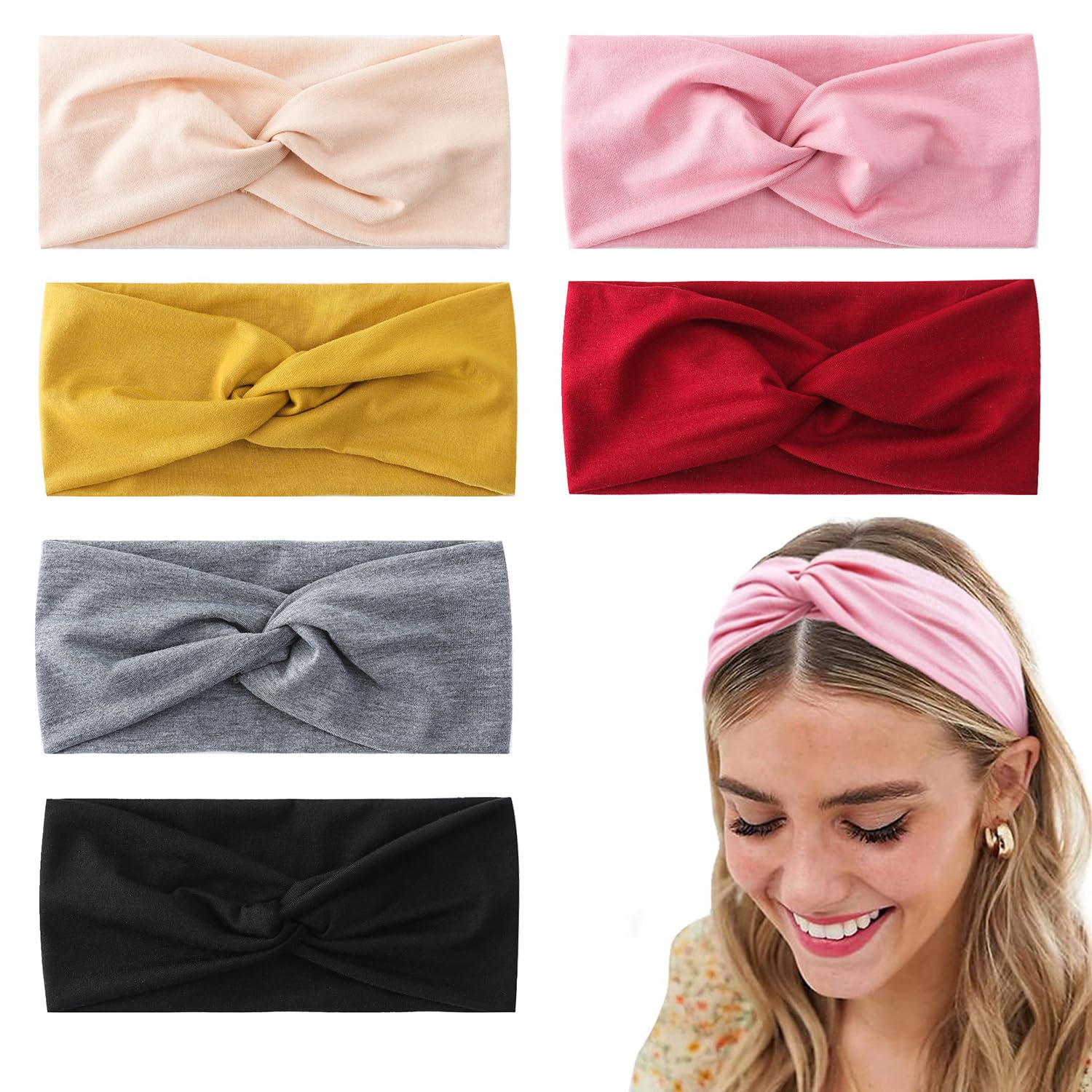 6 Piezas Bandas para el Cabello Deportivas Mujer, Banda para la Cabeza ...