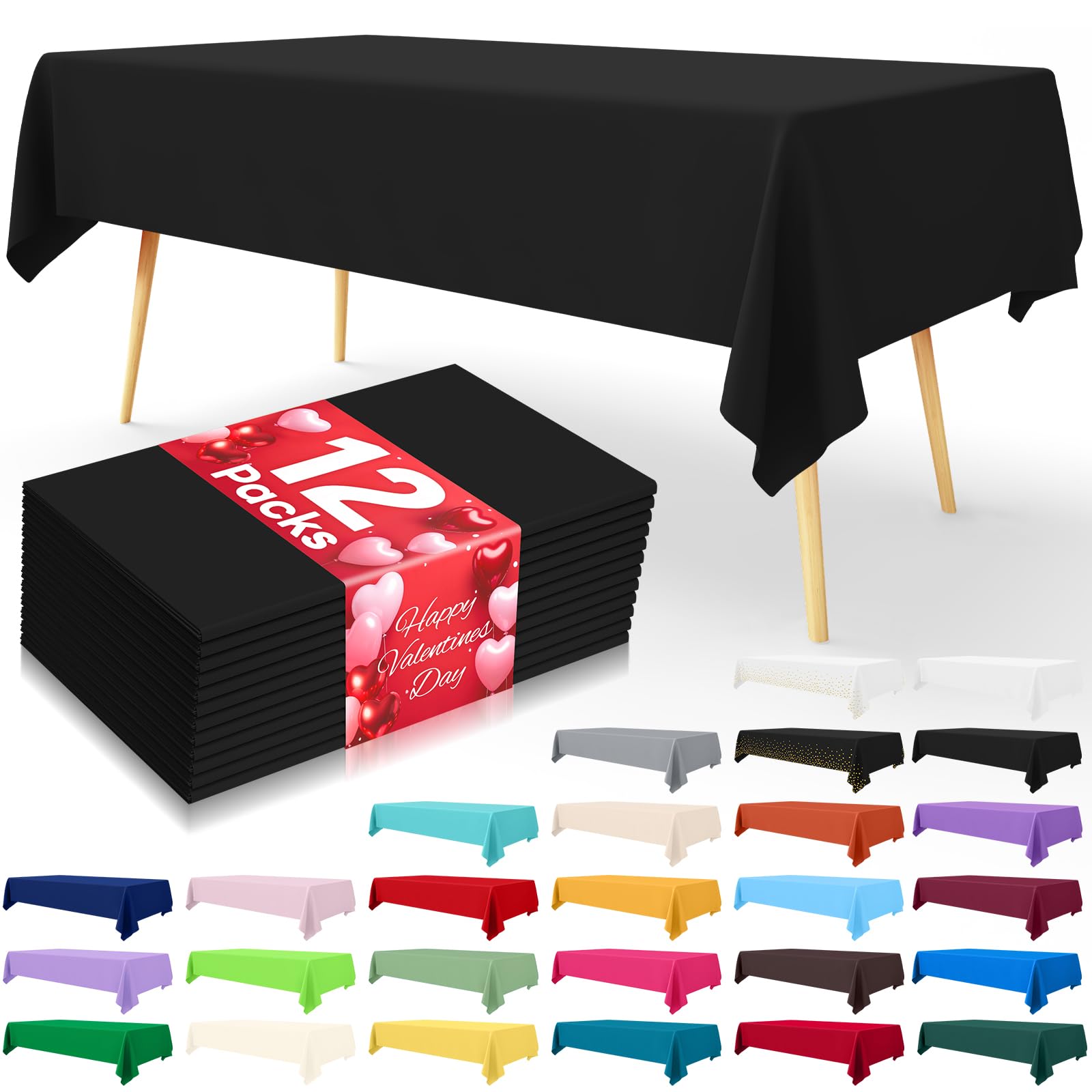 Amazon.com: Smiry Disposable Table Cloth - 12 Pack, 54 x 108 Inch Table ...