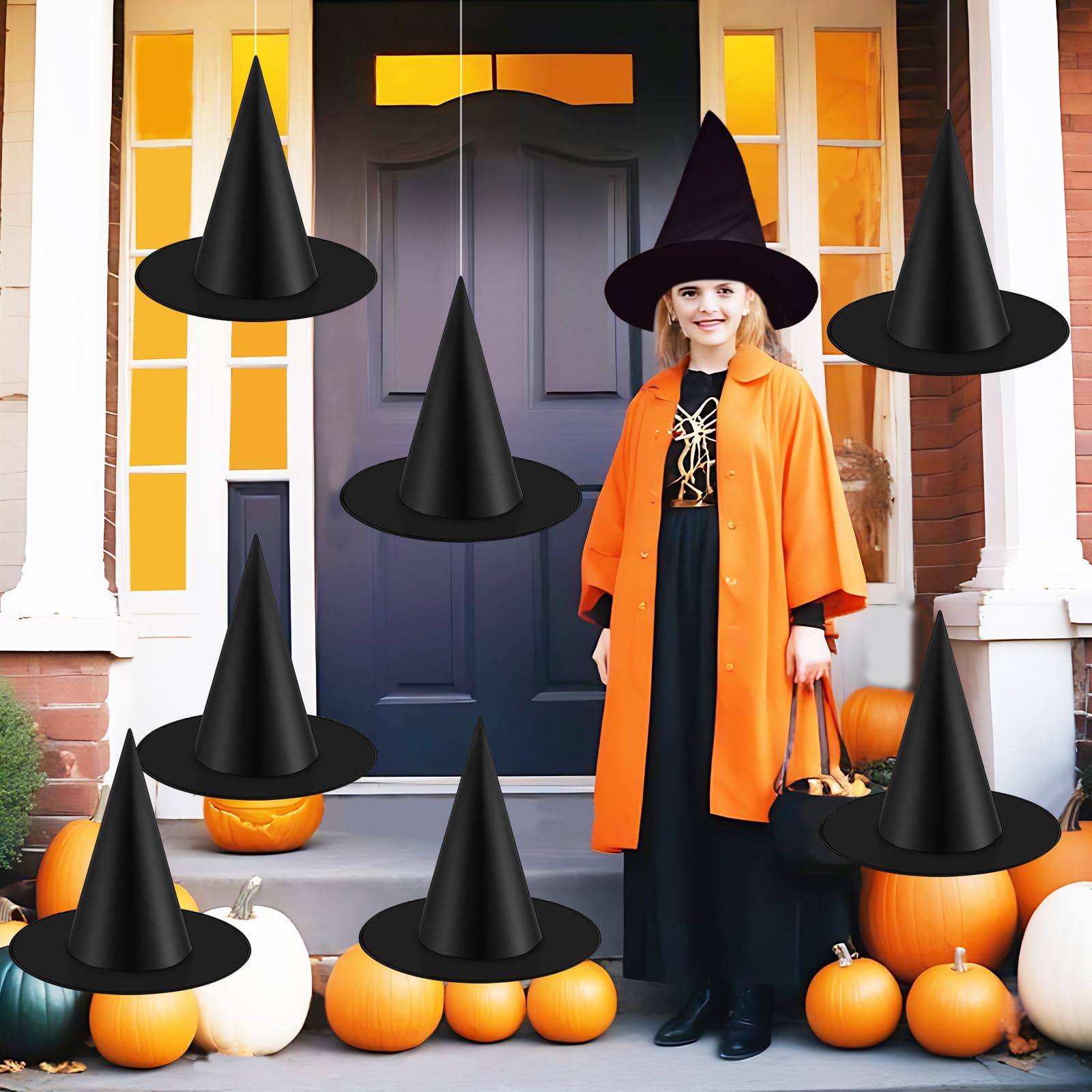 Amazon.com: 8Pcs Halloween Black Witches Hats Costume Accessory ...