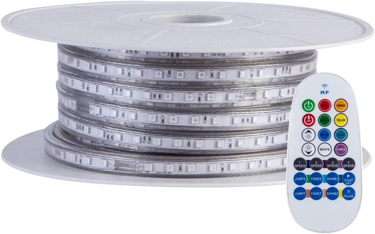 Amazon.com: GUOTONG 110V 8 Colors RGB Dimmable Strip Light Outdoor 65 ...