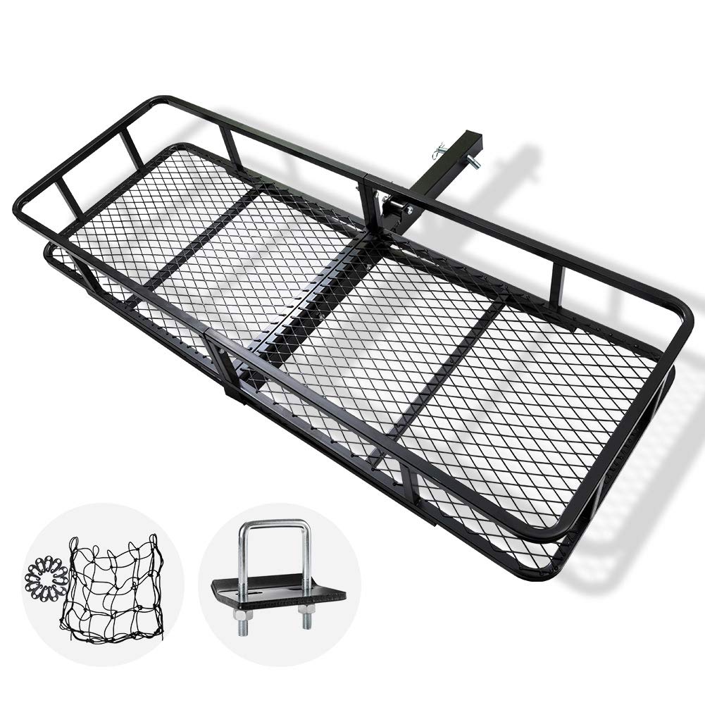 FIERYRED Folding Cargo Carrier Luggage Basket Trailer Hitch Cargo ...