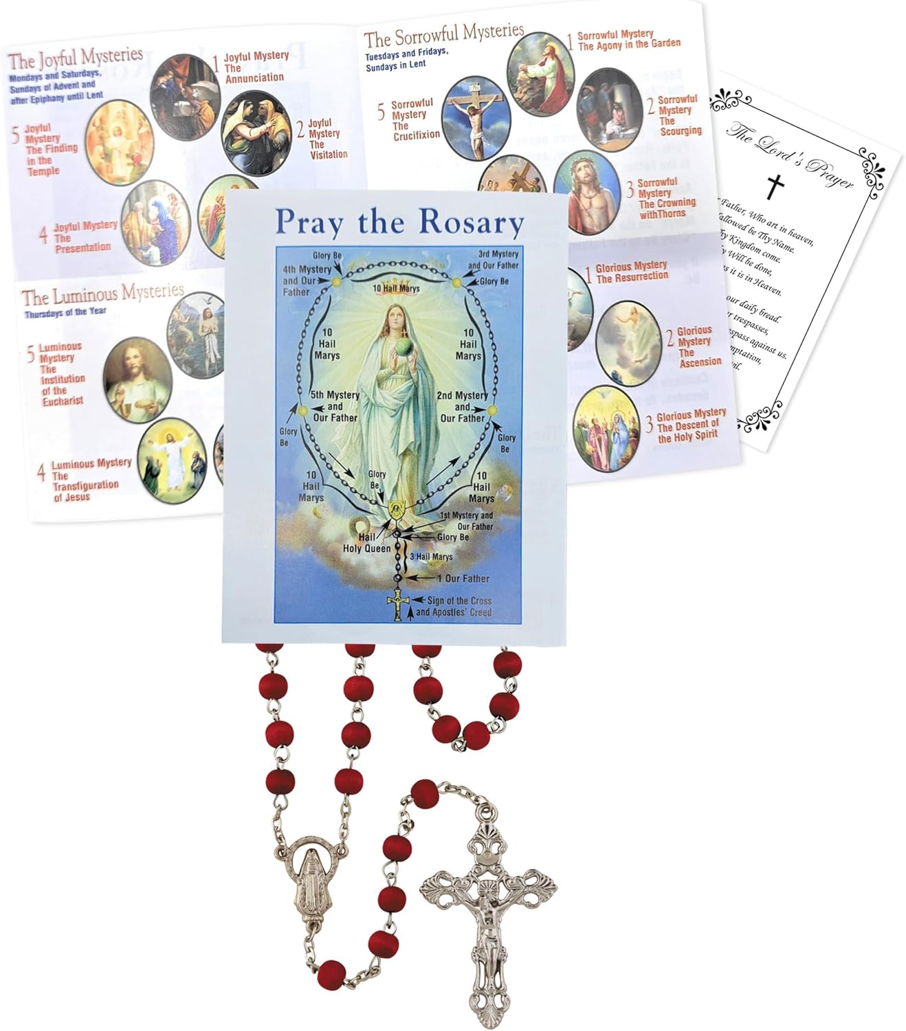 Amazon.com: How To Pray The Rosary Pamphlet - Rose Scented Rosary, Lord ...