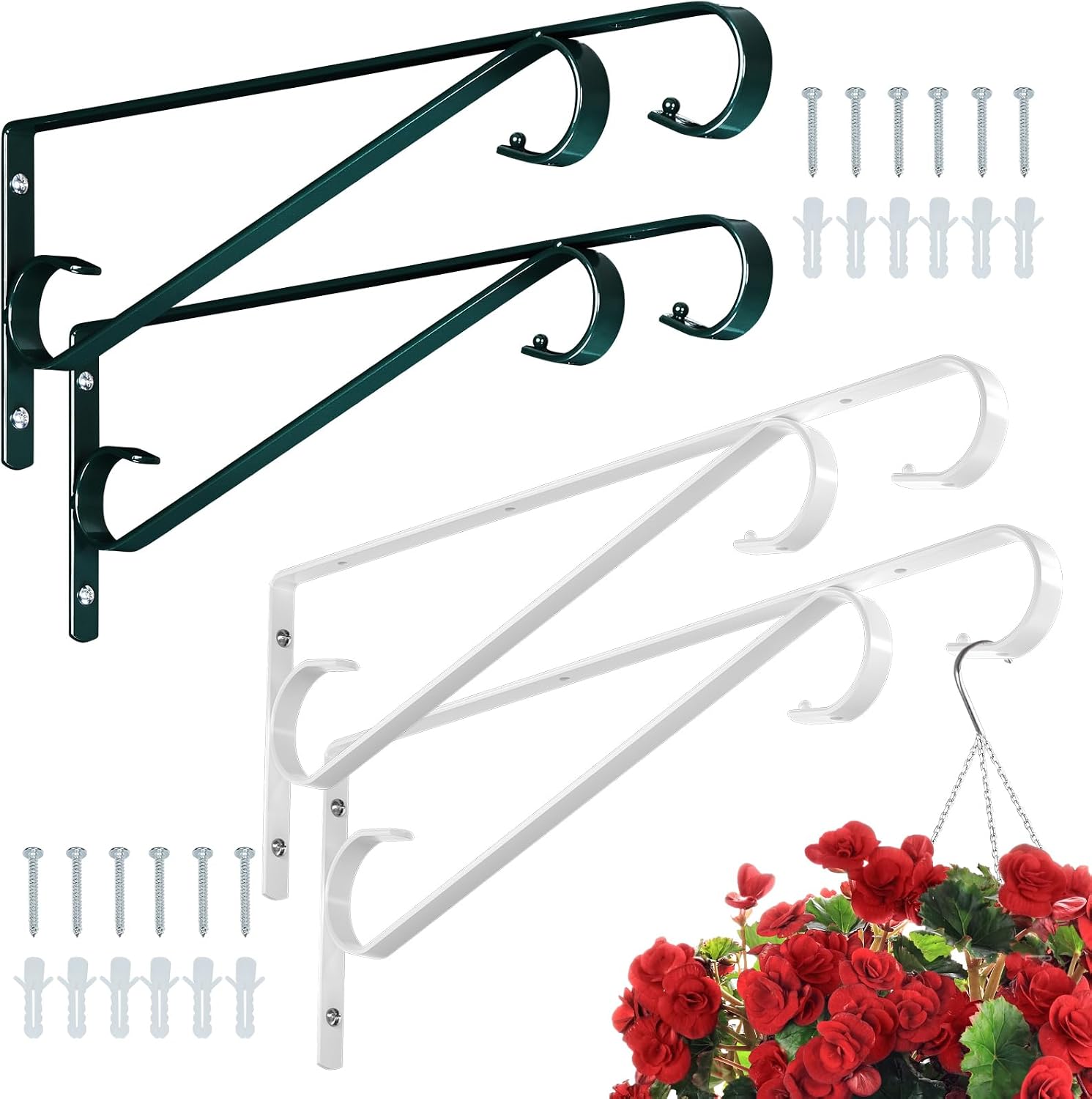 Amazon.com: Plant Hangers Outdoor 2 Pack 15.4 Inch Metal Plant Hooks ...