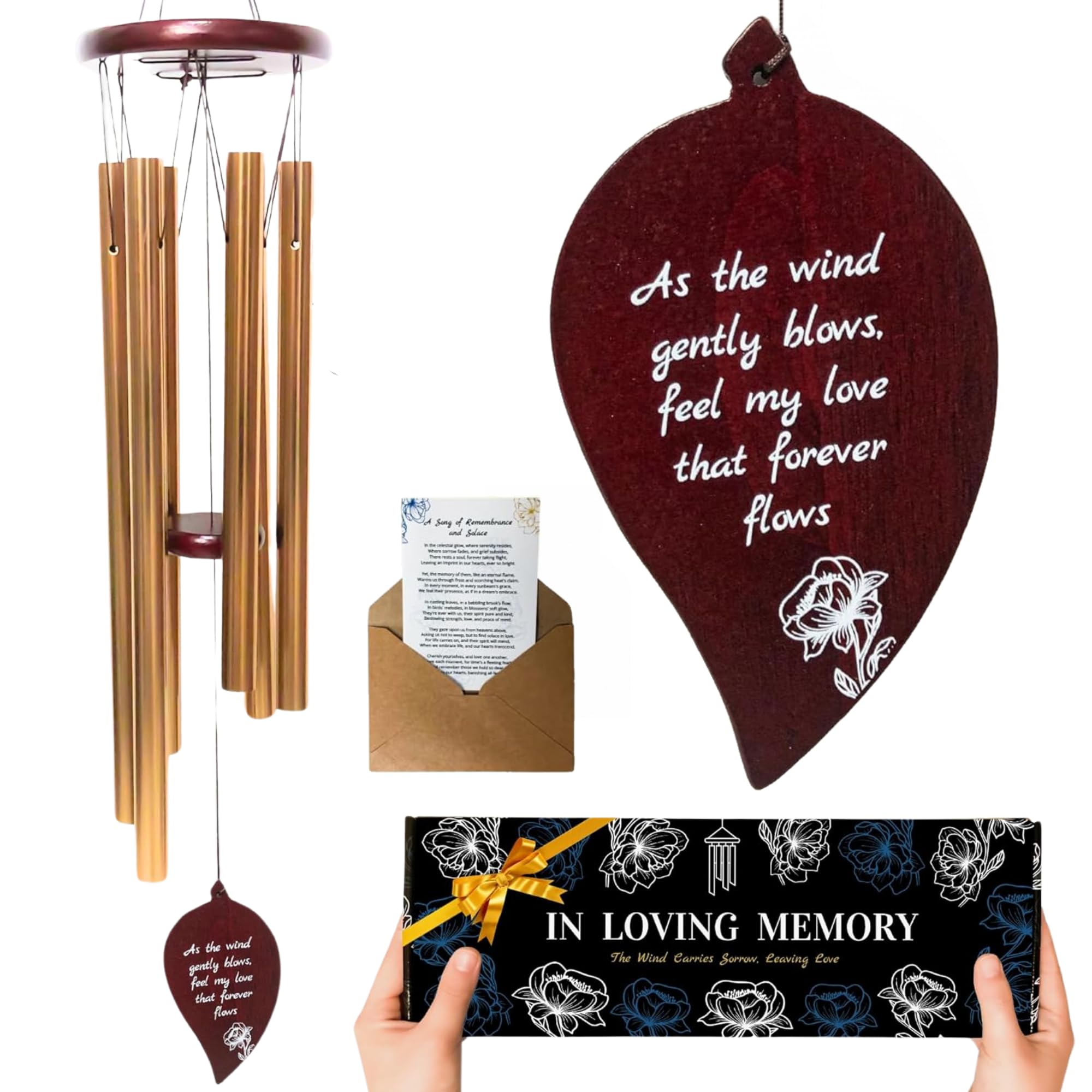 Amazon.com : YARO 32" Wind Chimes for Loss of Loved One - Gold Aluminum ...