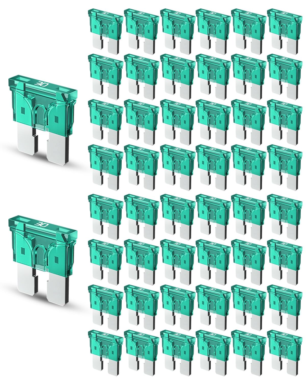 Snapklik.com : Riseuvo 50pcs 30A Standard Car Fuses - 30 AMP Automotive ...