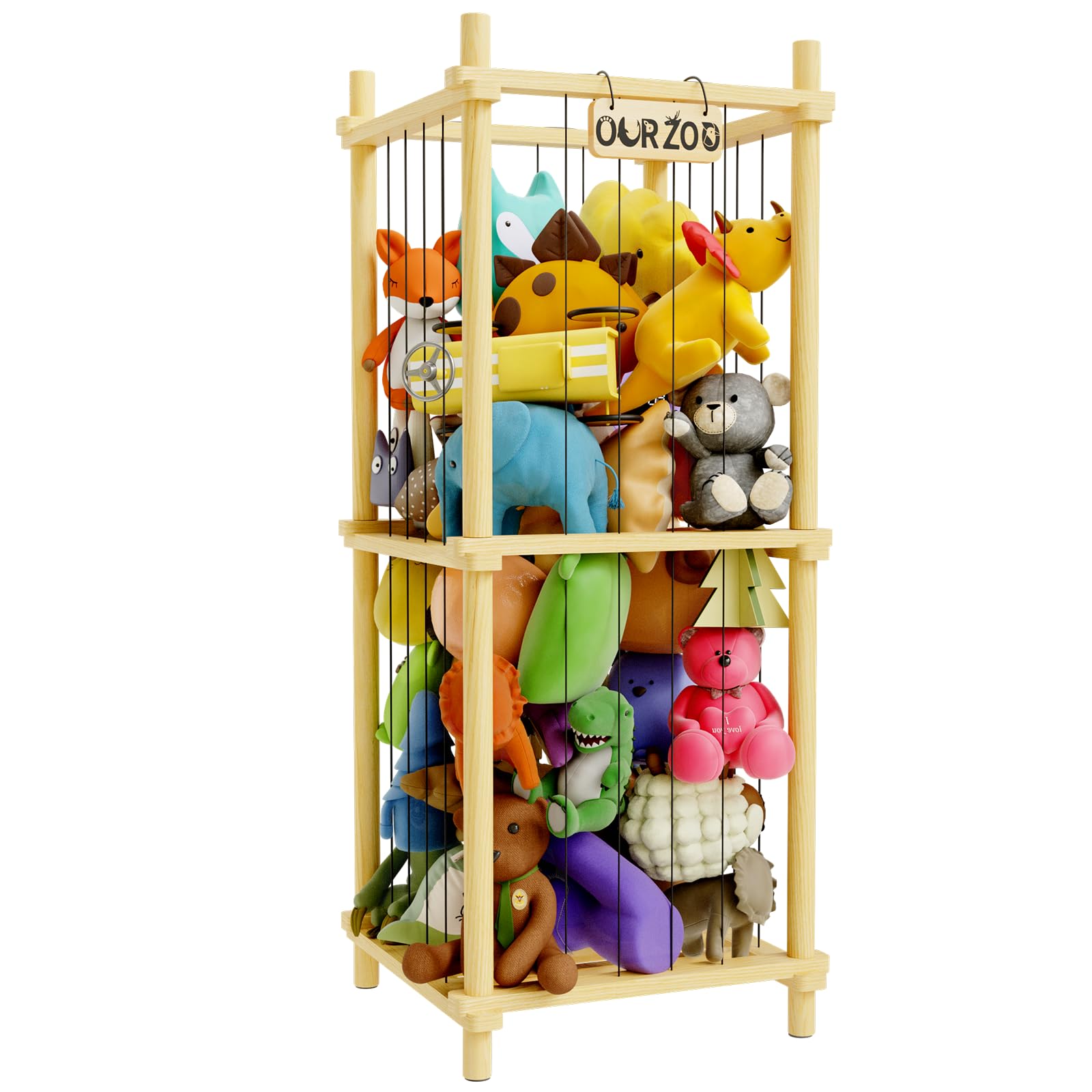 Amazon.com: HAIDAIYA Stuffed Animal Zoo Storage Cage Wooden, 41''(3.4ft ...