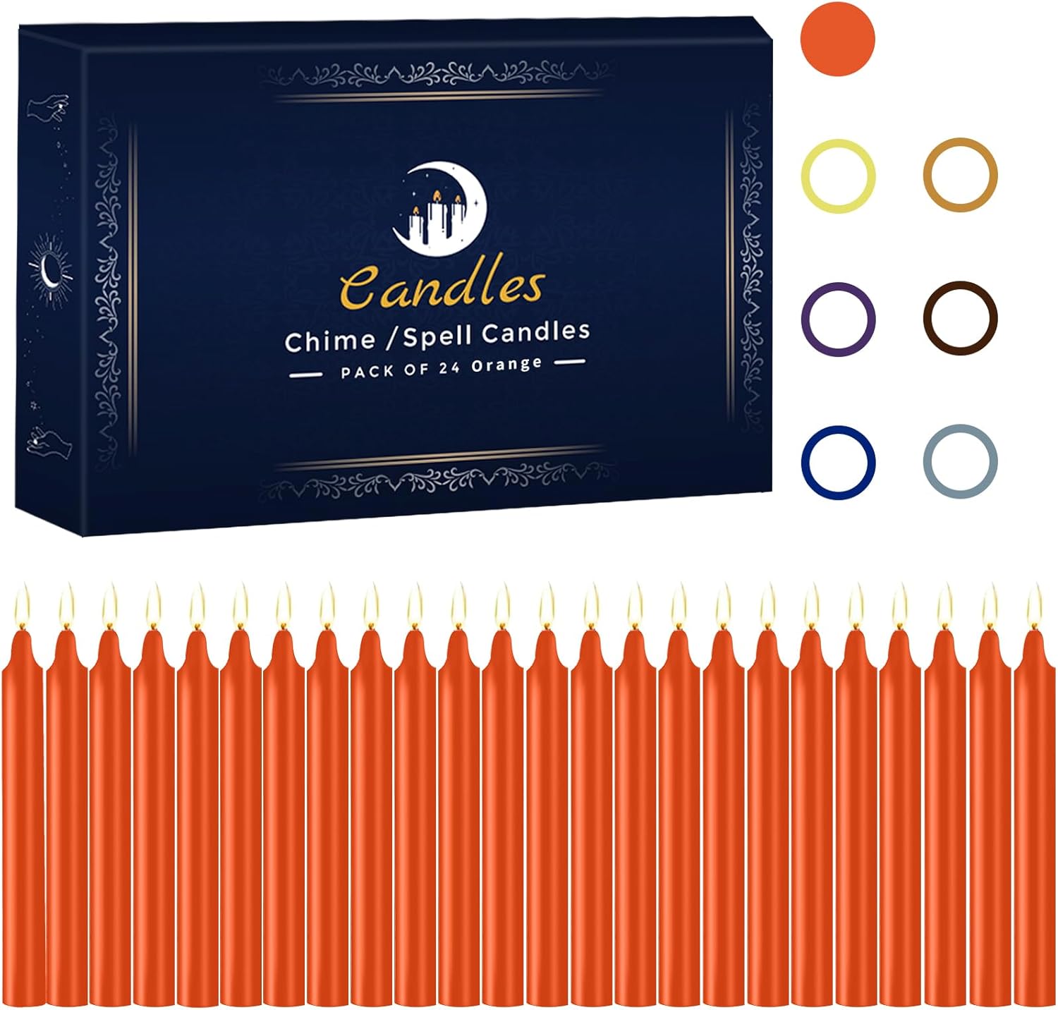 Amazon.com: 24 Pack Orange Spell Chime Candles – Premium Mini Unscented ...