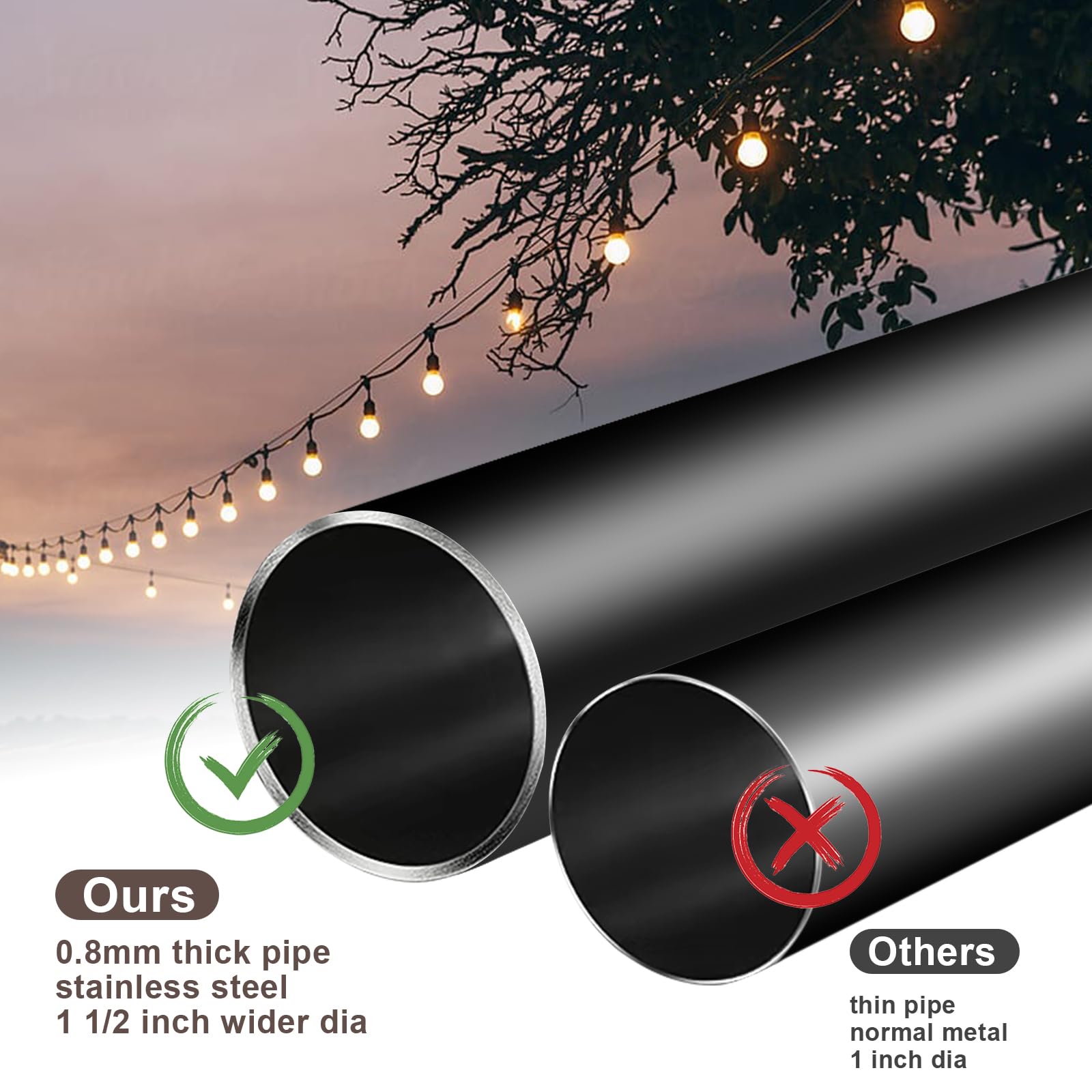 Snapklik.com : String Light Poles For Deck - 10FT Black String Light ...