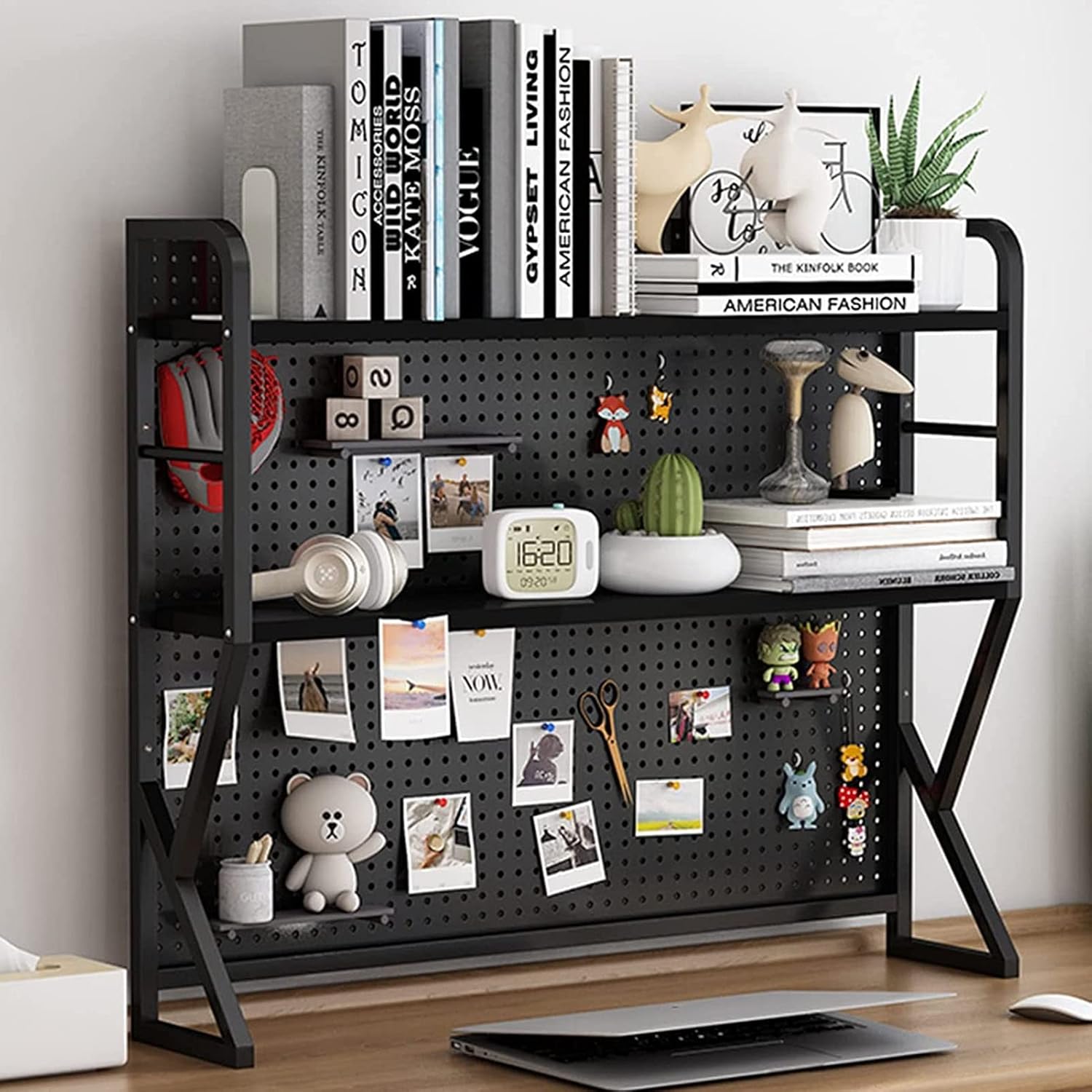 Amazon.com: Bookshelf 2 Tier Industrial Countertop Bookshelf Desktop ...