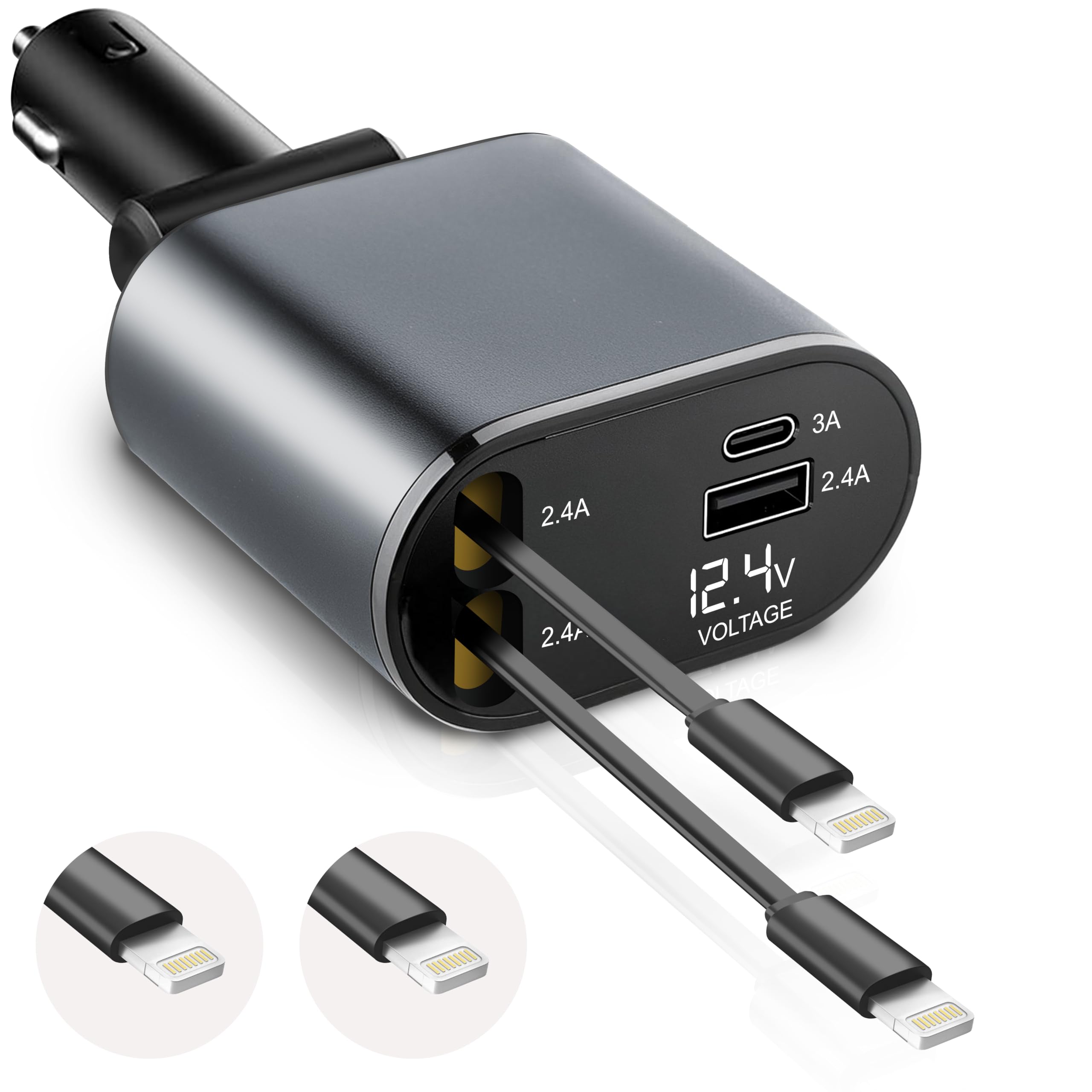 Snapklik.com : EcoNour Super Fast 4-in-1 Retractable Car Charger PD30W ...