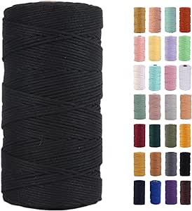 Amazon.com: MAOQIAN Black Macrame Cord 2mm x 220Yards,Colored Cotton ...