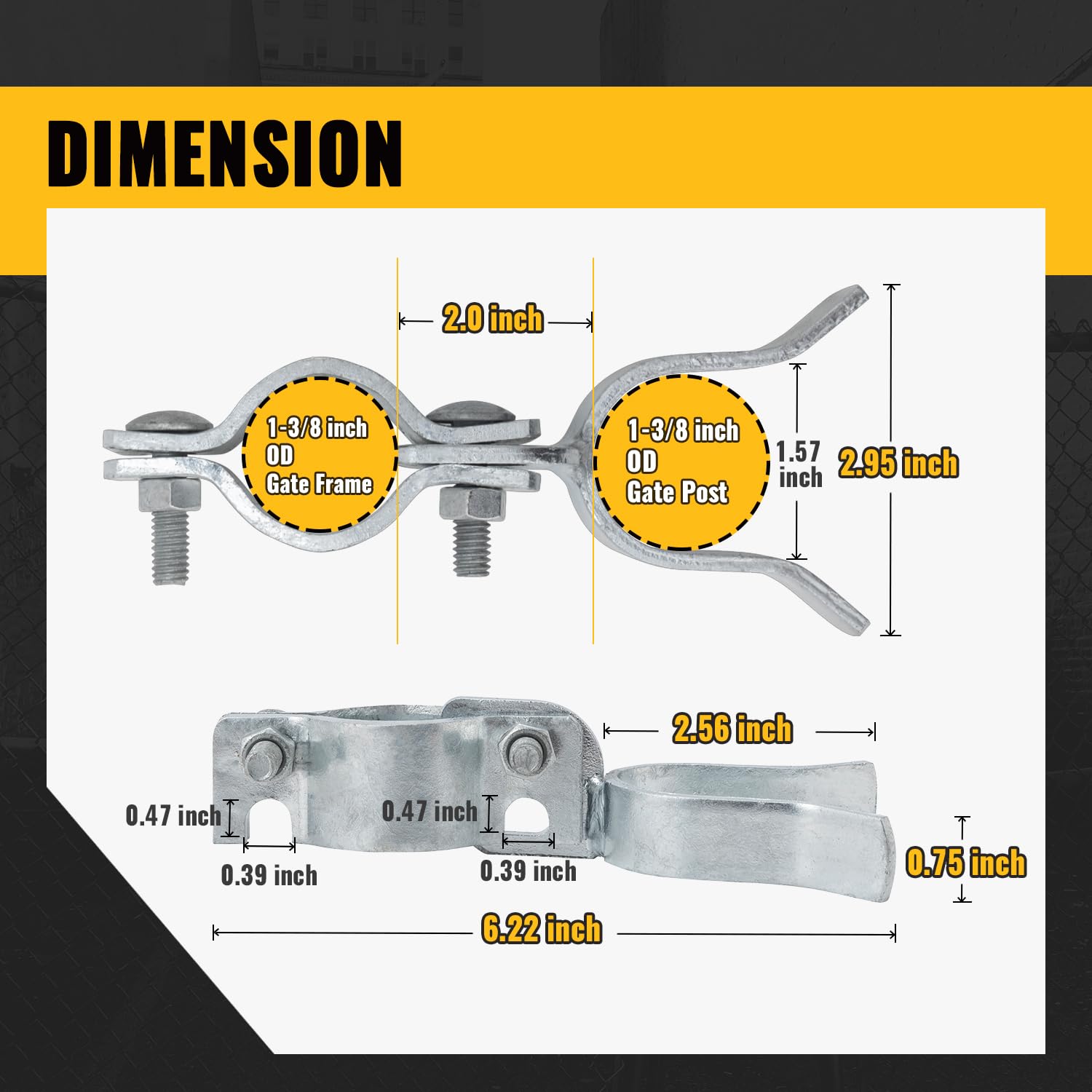 Snapklik.com : Chain Link Gate Latch 1-3/8" X 1-3/8", Chain Link Fence ...