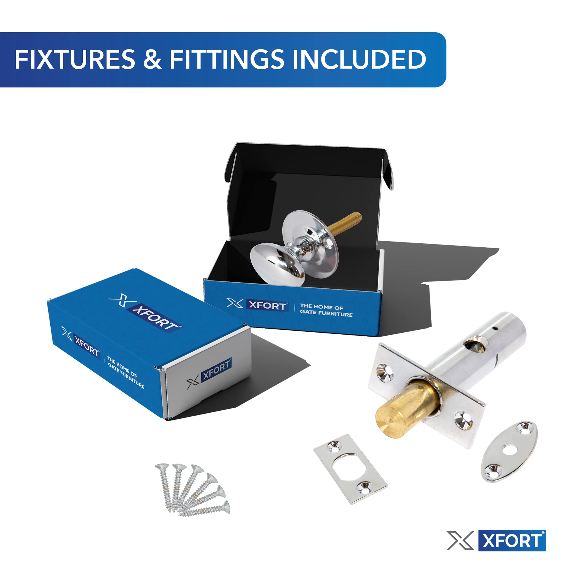 XFORT Rack Bolt Security Kit in Polished Chrome, Oval Turn Knob with ...