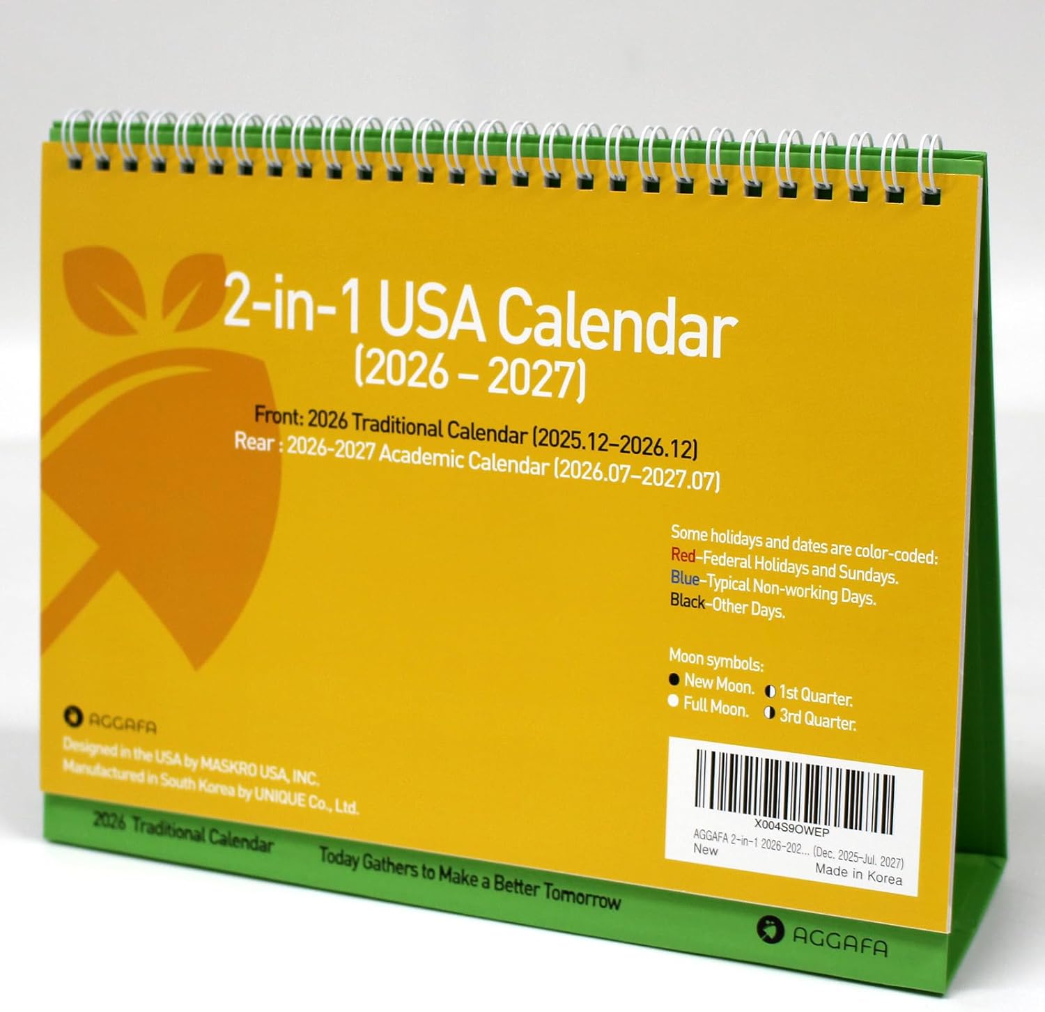 Amazon.com : AGGAFA 2026–2027 Desk Flip Calendar, 2-in-1 Double-Sided ...