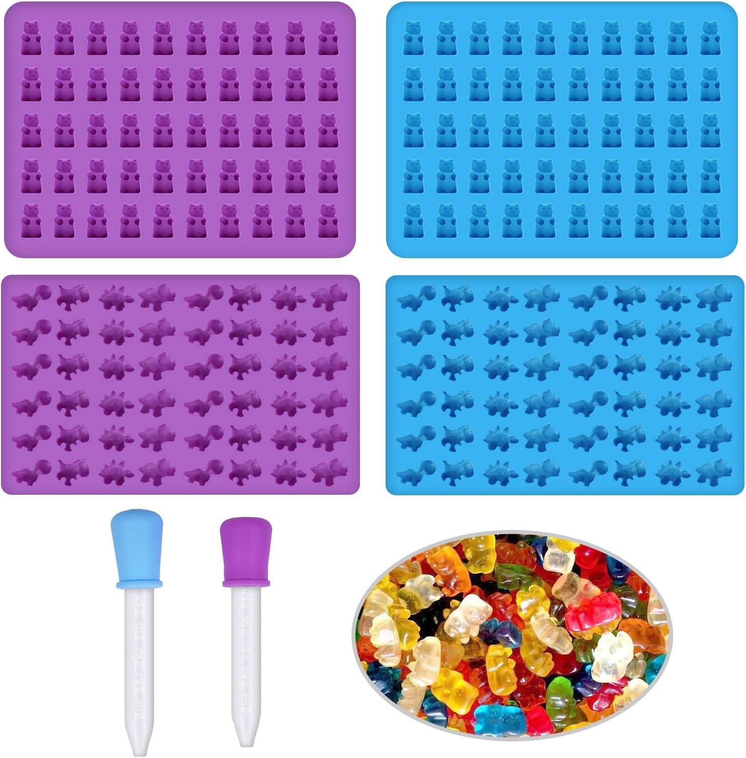 Alimat PluS Silicone Candy Moulds Sweet Moulds with 2 Droppers - Gummy ...